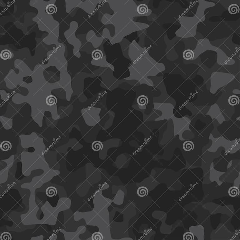 Black Military Background of Soldier Camouflaging, Seamless Pattern ...