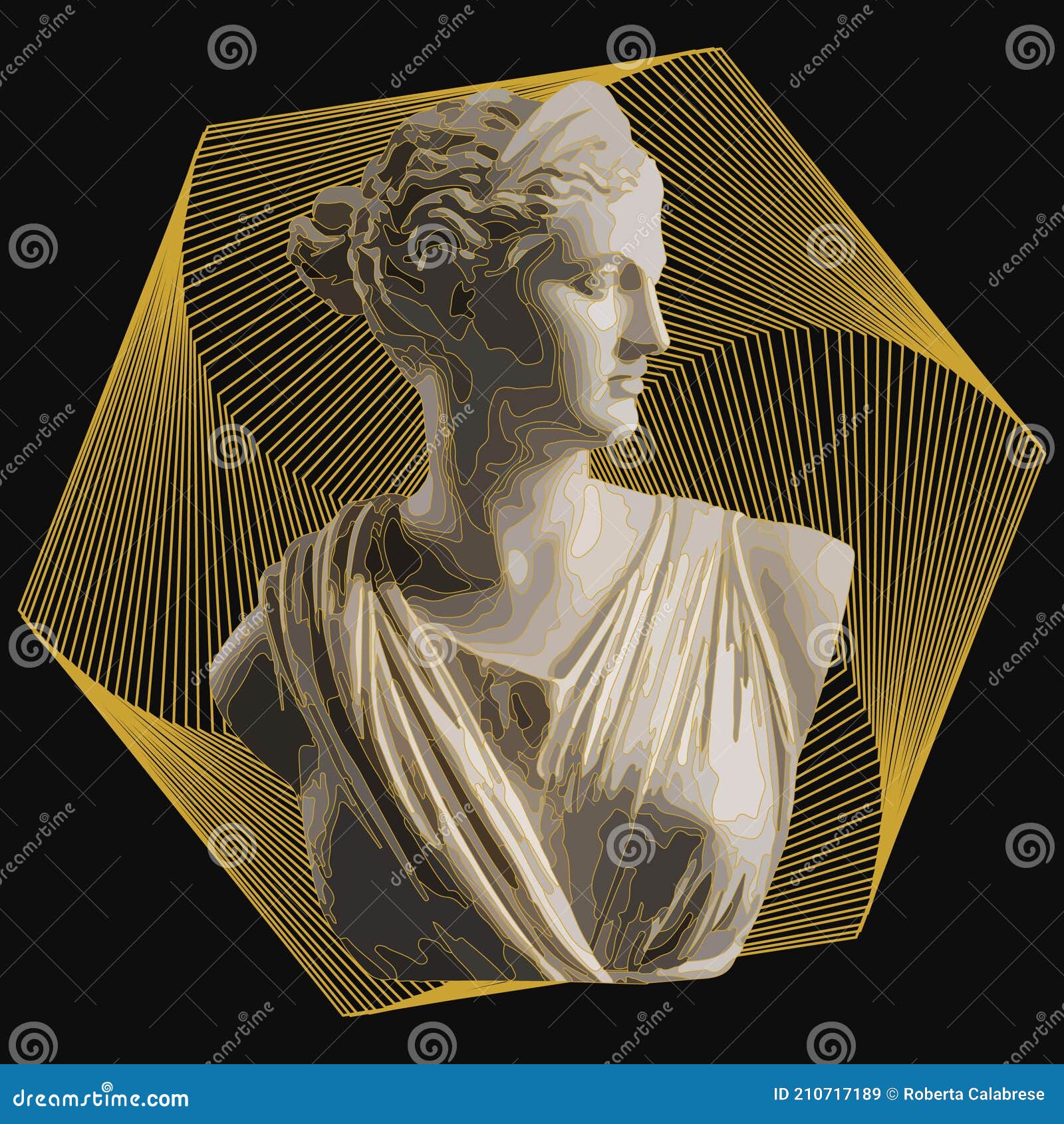 Geometric Style Illustration of Classical Sculptures Stock Image ...