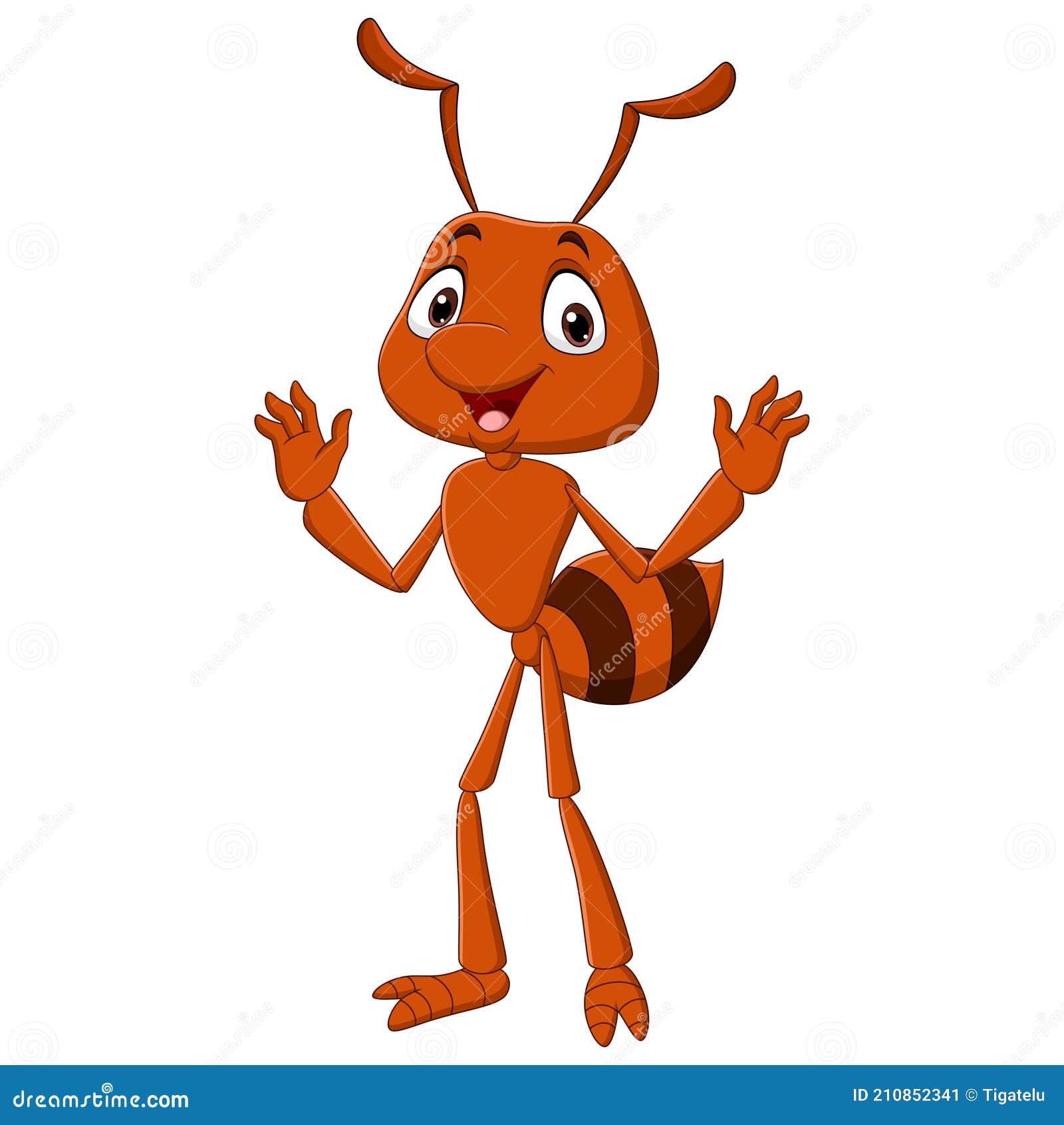 Cartoon Happy Ant Waving Hand Stock Vector - Illustration of character ...