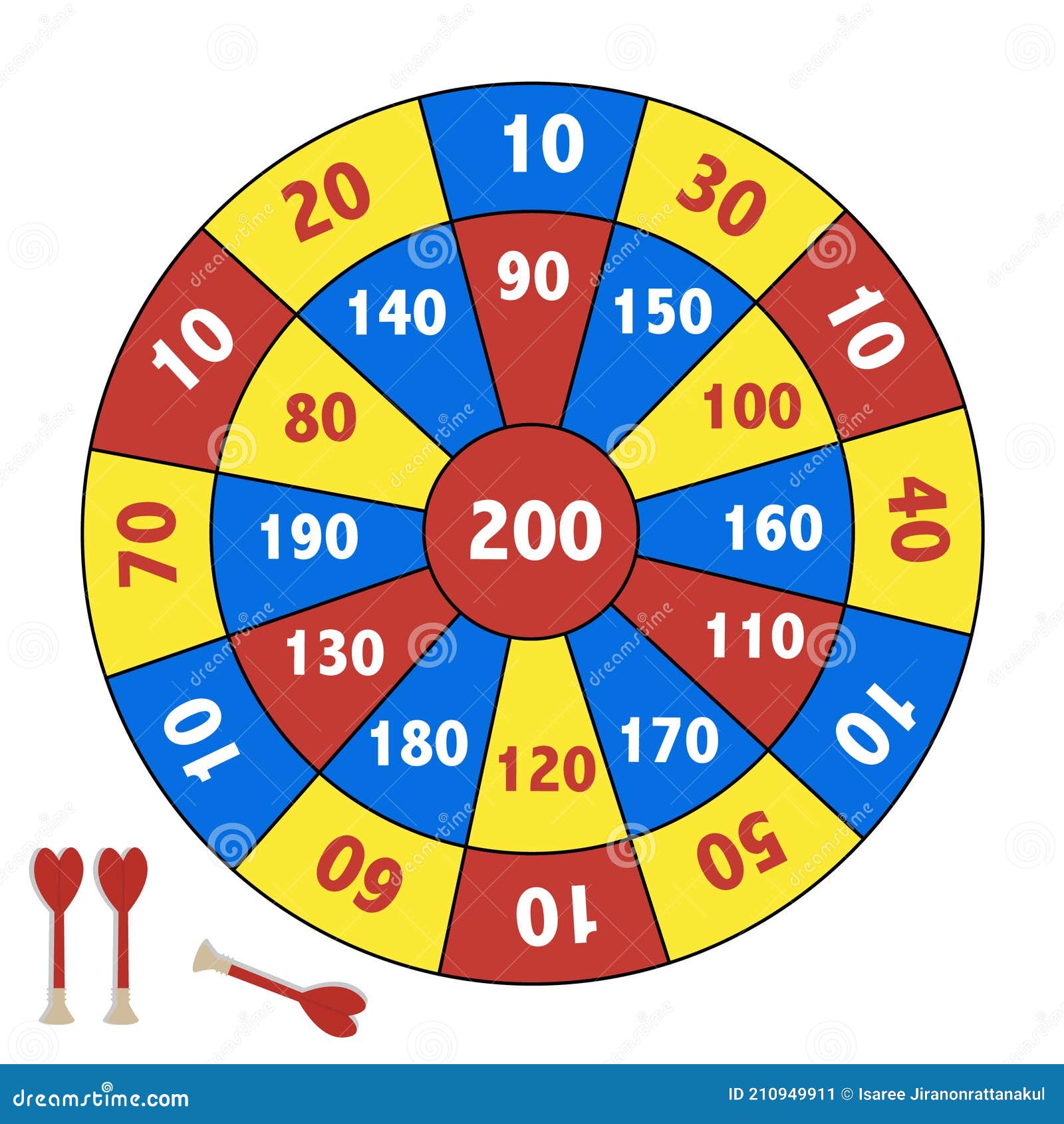 Set Classic Dart Board And Arrow, Circus Tent, Attraction Carousel ...