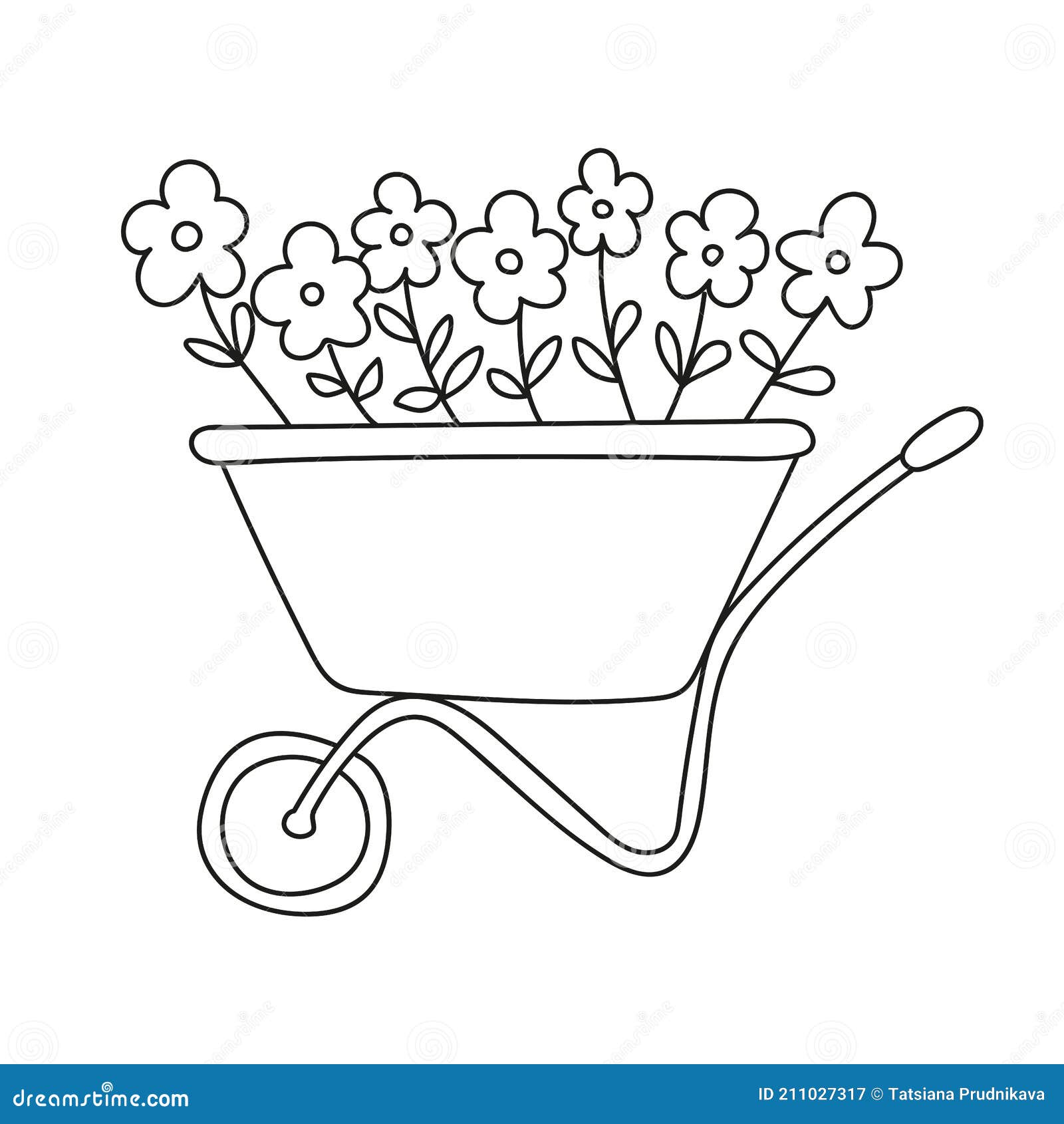 Cart with Flowers for Gardening Stock Illustration - Illustration of ...