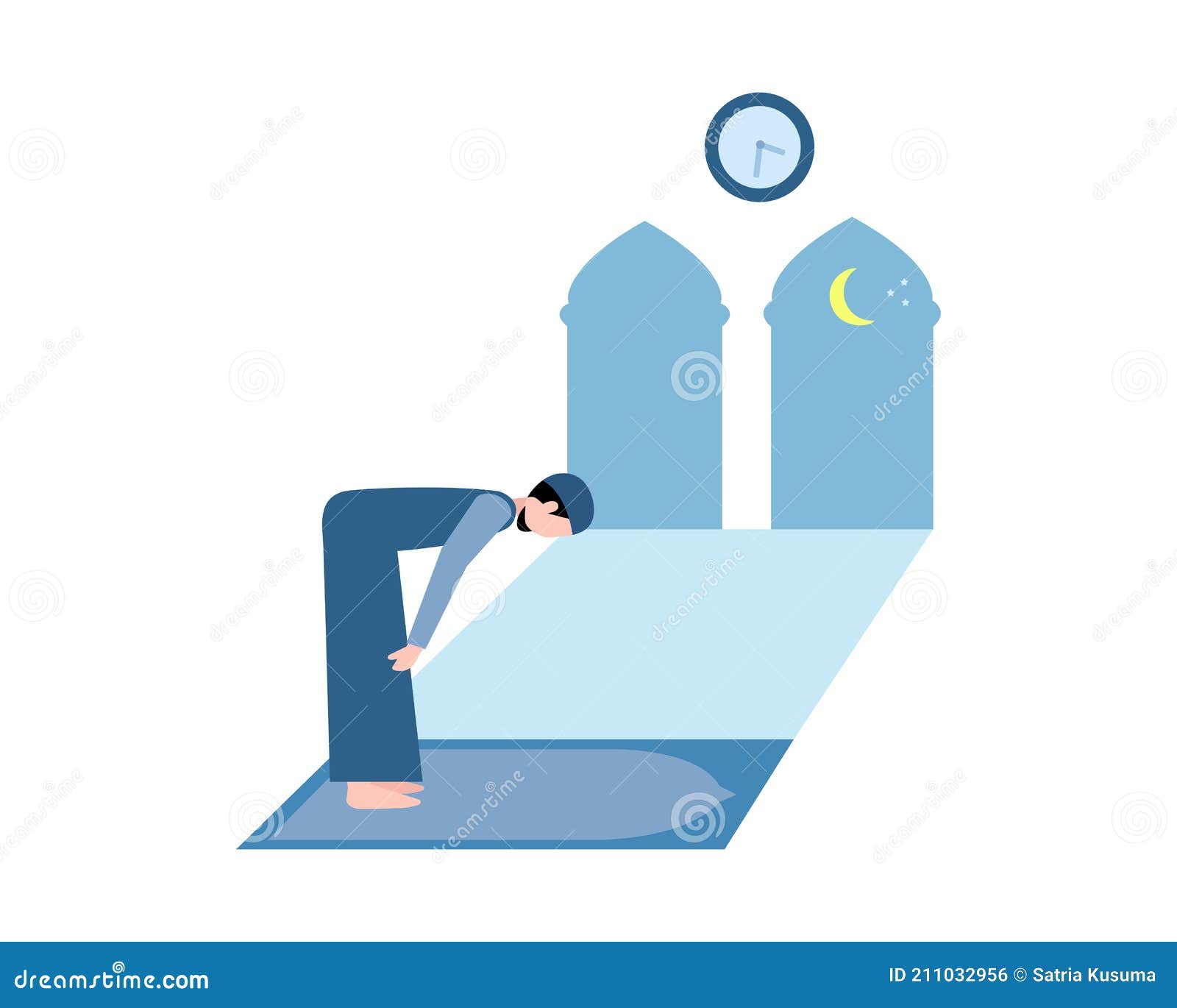 Illustration Vector of Move To Bowing Position Pray Muslim Stock ...