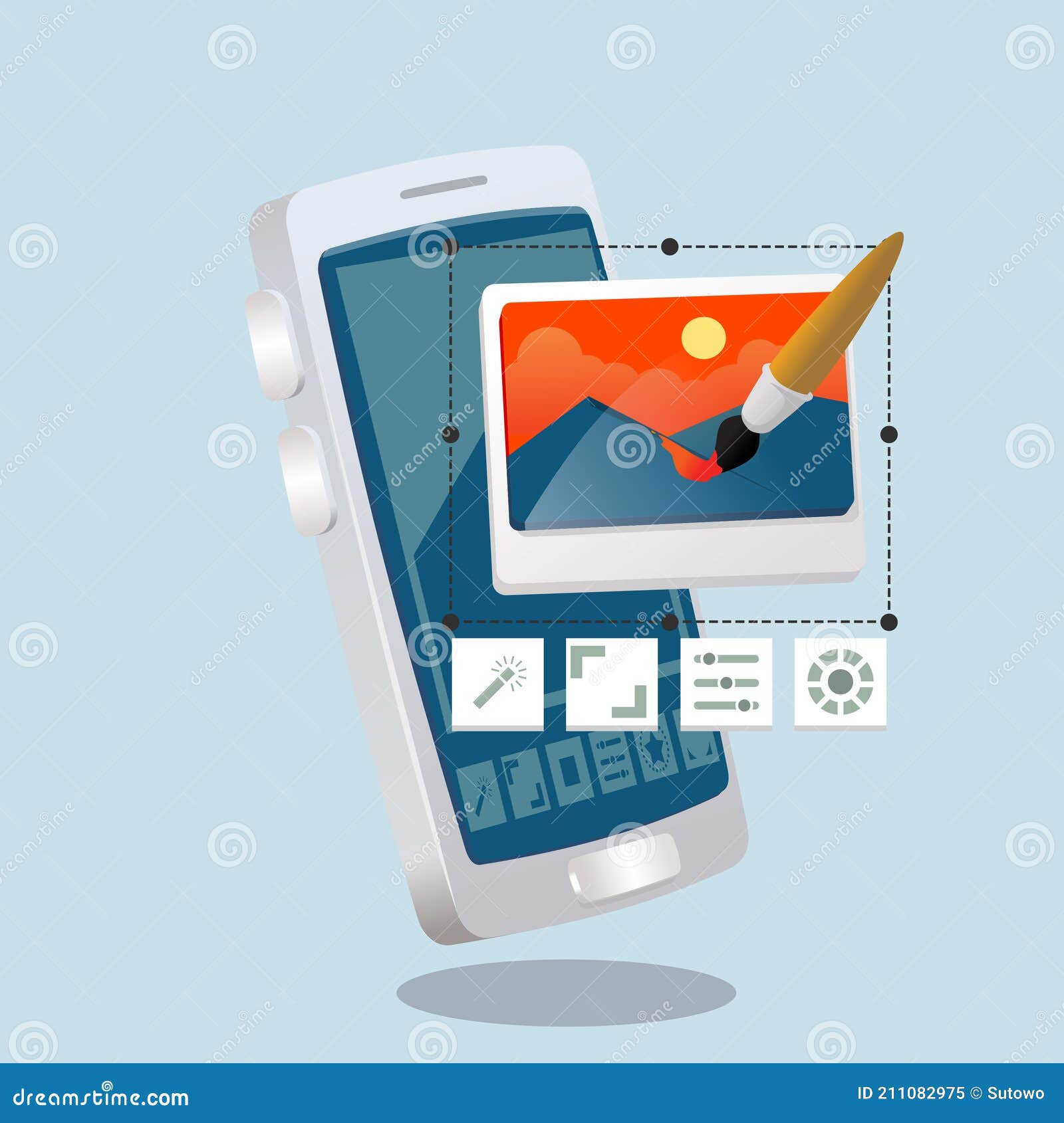 Mobile Photo Editiong Application. Burh Edit Photo in Front of ...