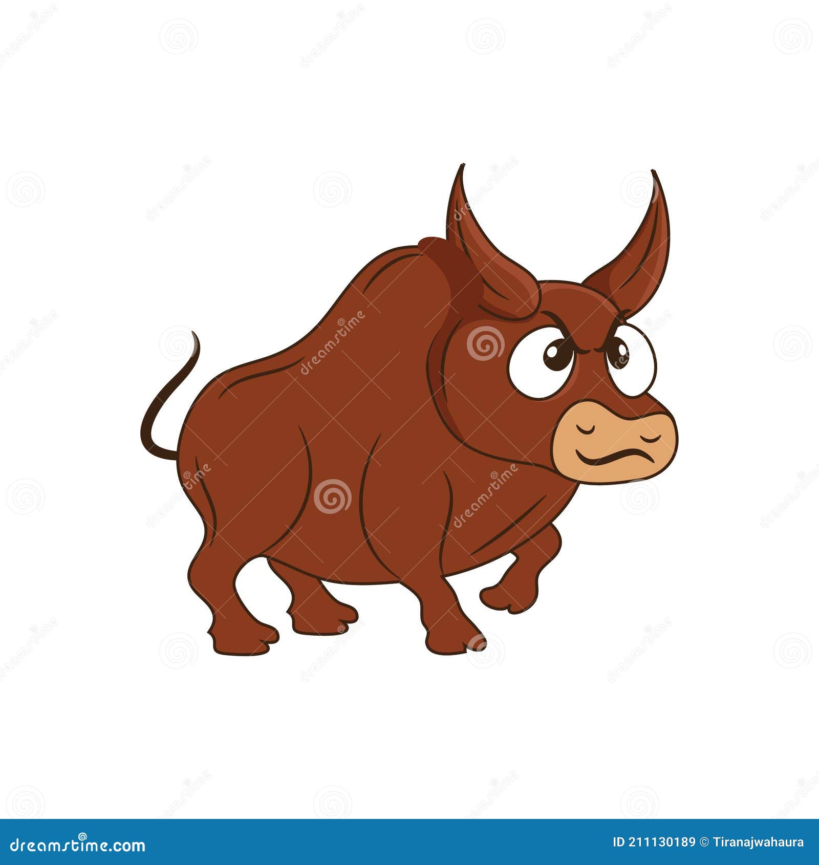 Cartoon Bull Vector Illustration, Simple with Hand Drawn Style Stock ...