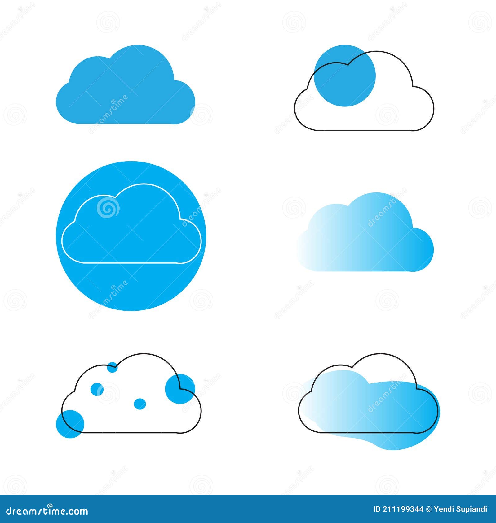 Cloud Icon Set in Simple Style Stock Vector - Illustration of network ...