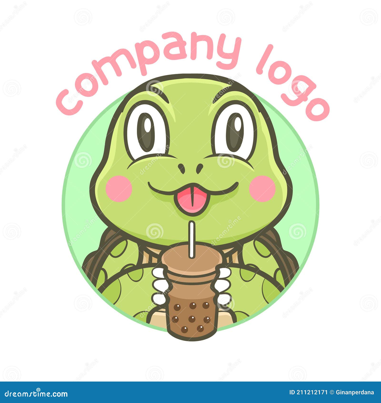 Turtle Animal Drink Boba Logo Stock Vector Illustration Stock Vector ...