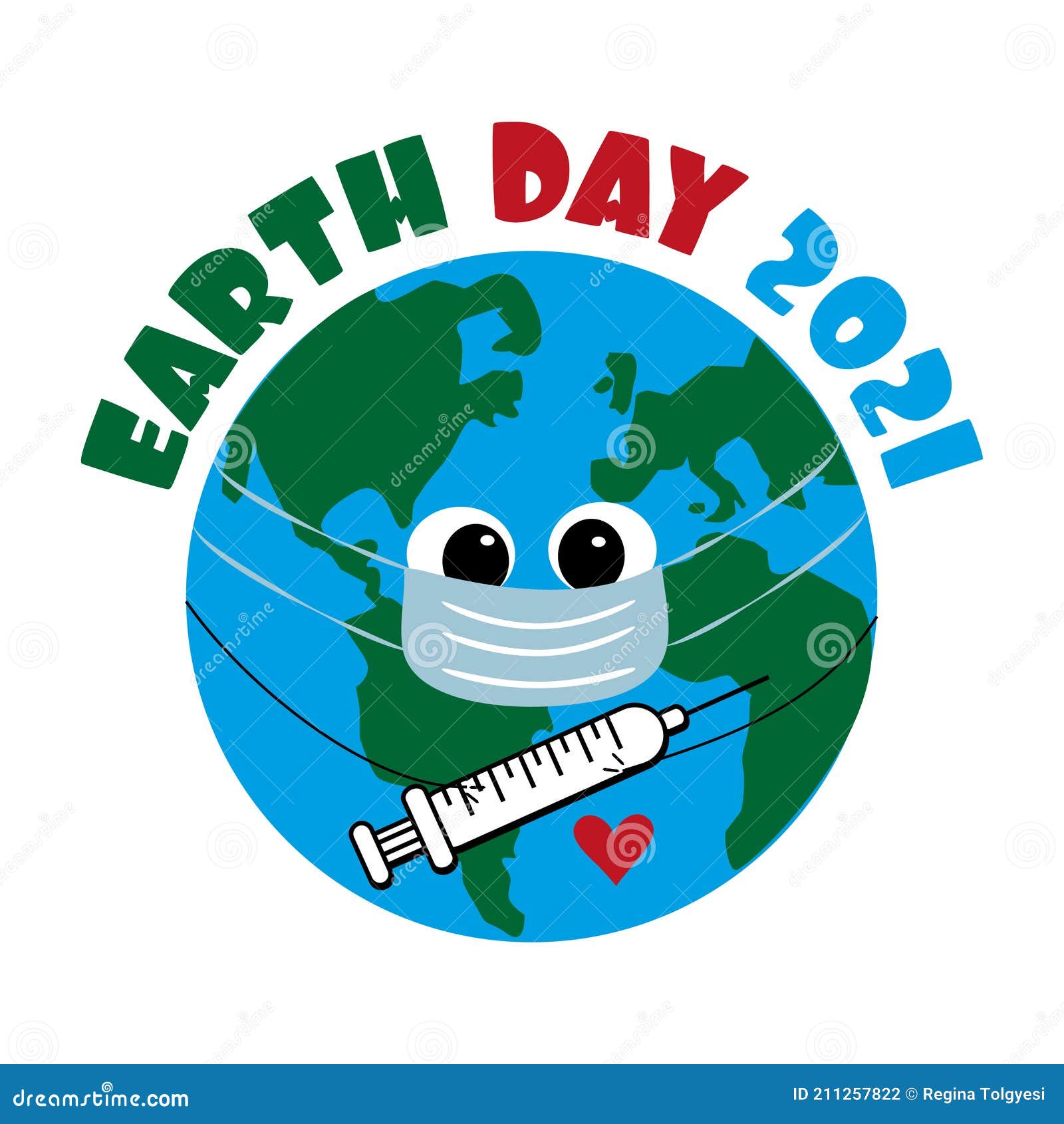 Earth Day 2021 - Earth Planet in Face Mask with Vaccine. Stock Vector ...
