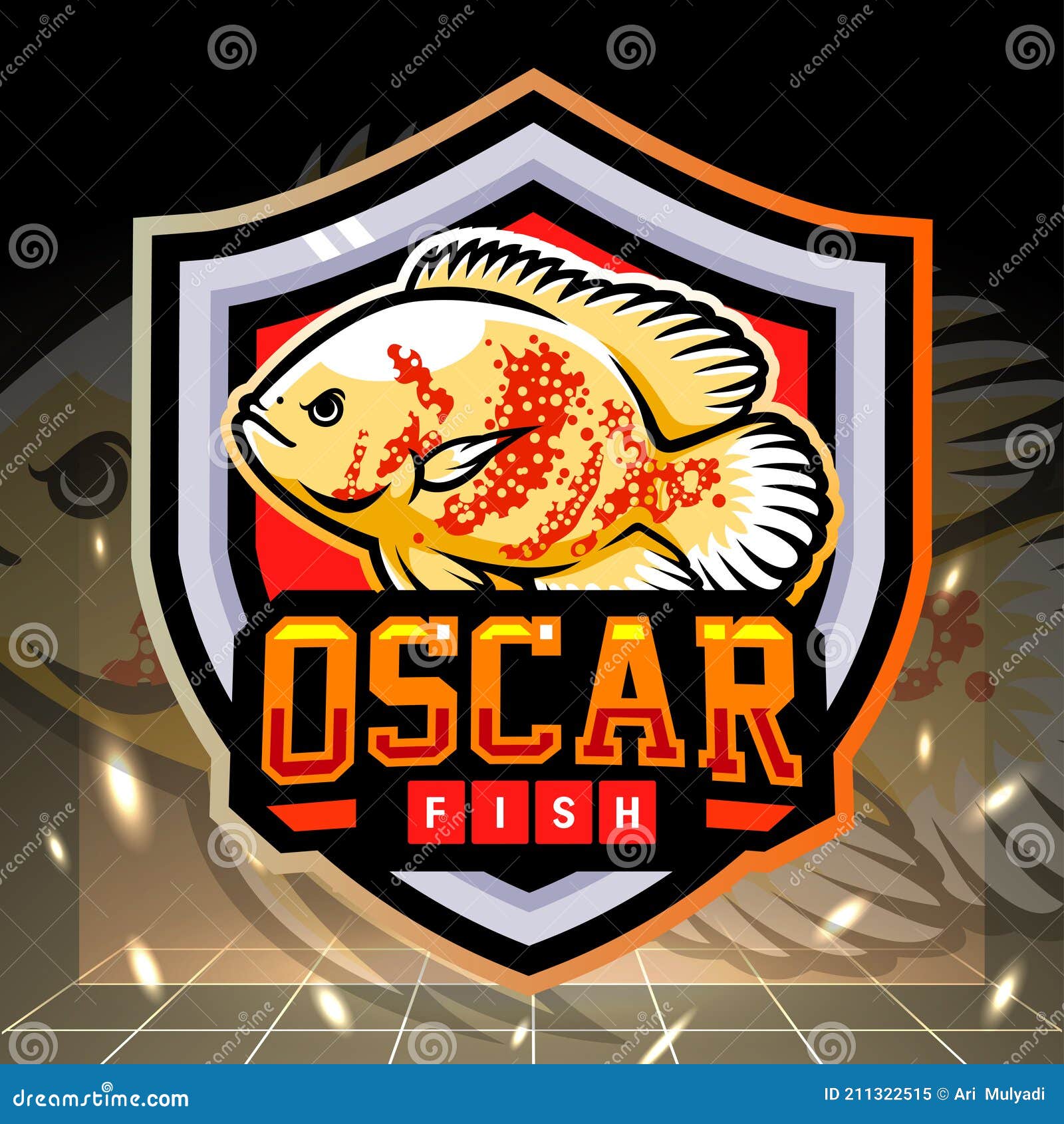 White Oscar Fish Mascot. Esport Logo Design Stock Vector - Illustration ...