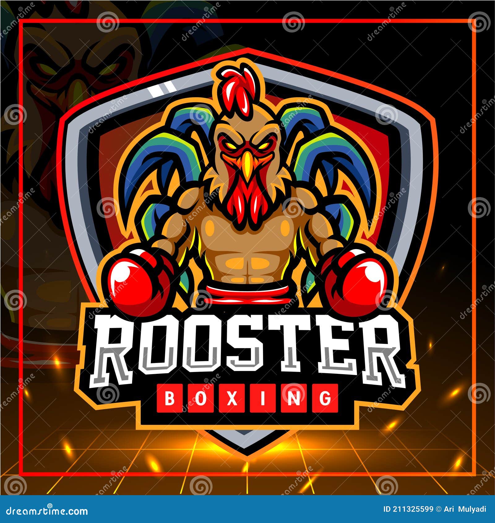 Rooster Boxing Mascot. Esport Logo Design Stock Vector - Illustration ...