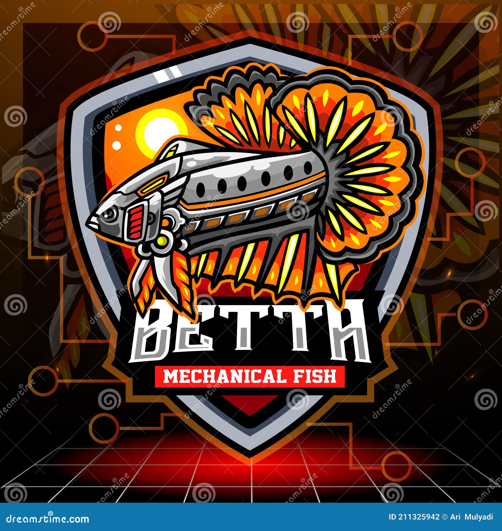 Betta Fish Mecha Robot Mascot. Esport Logo Design Stock Vector ...