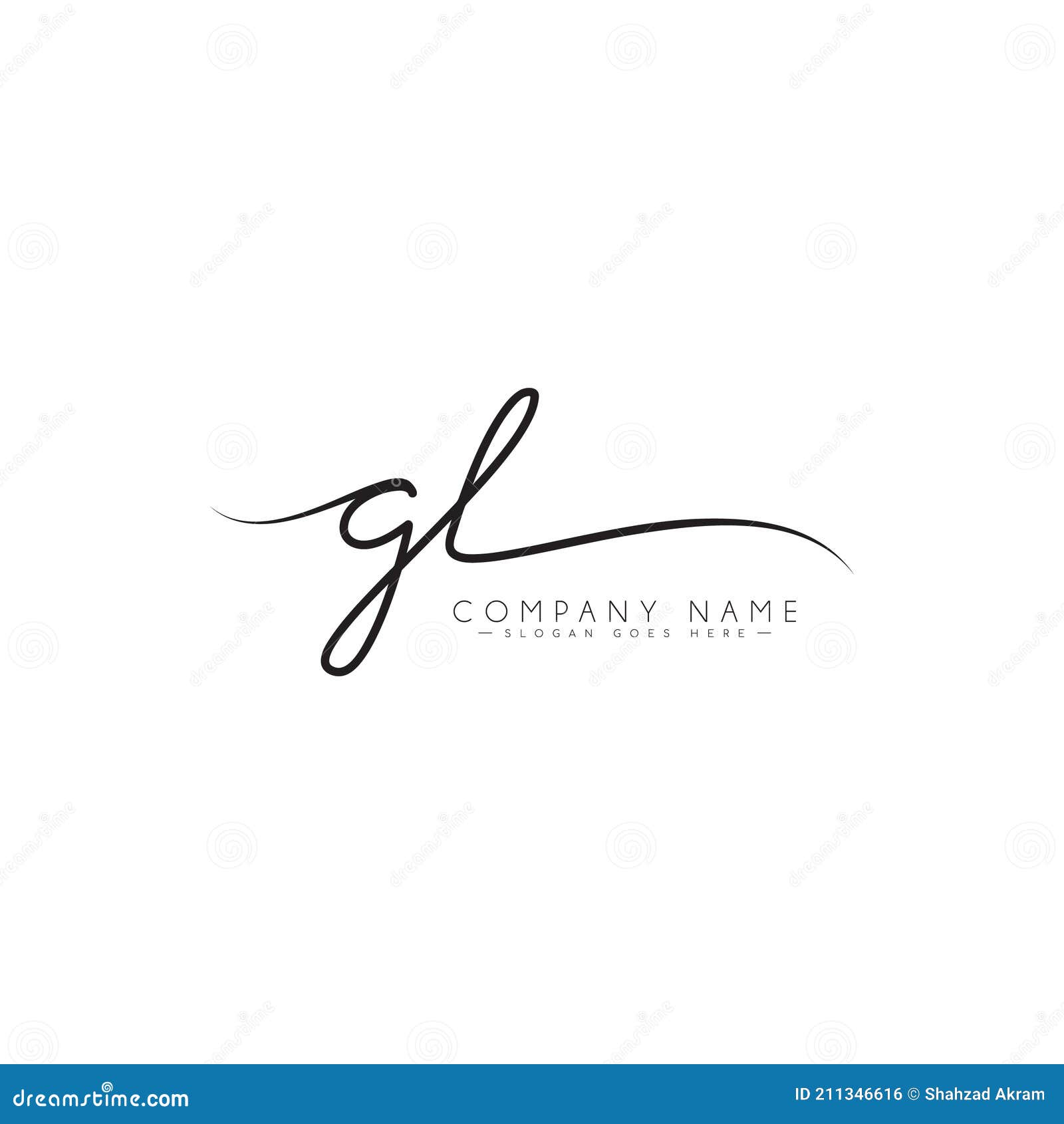 Initial Letter GL Logo - Handwritten Signature Style Vector ...