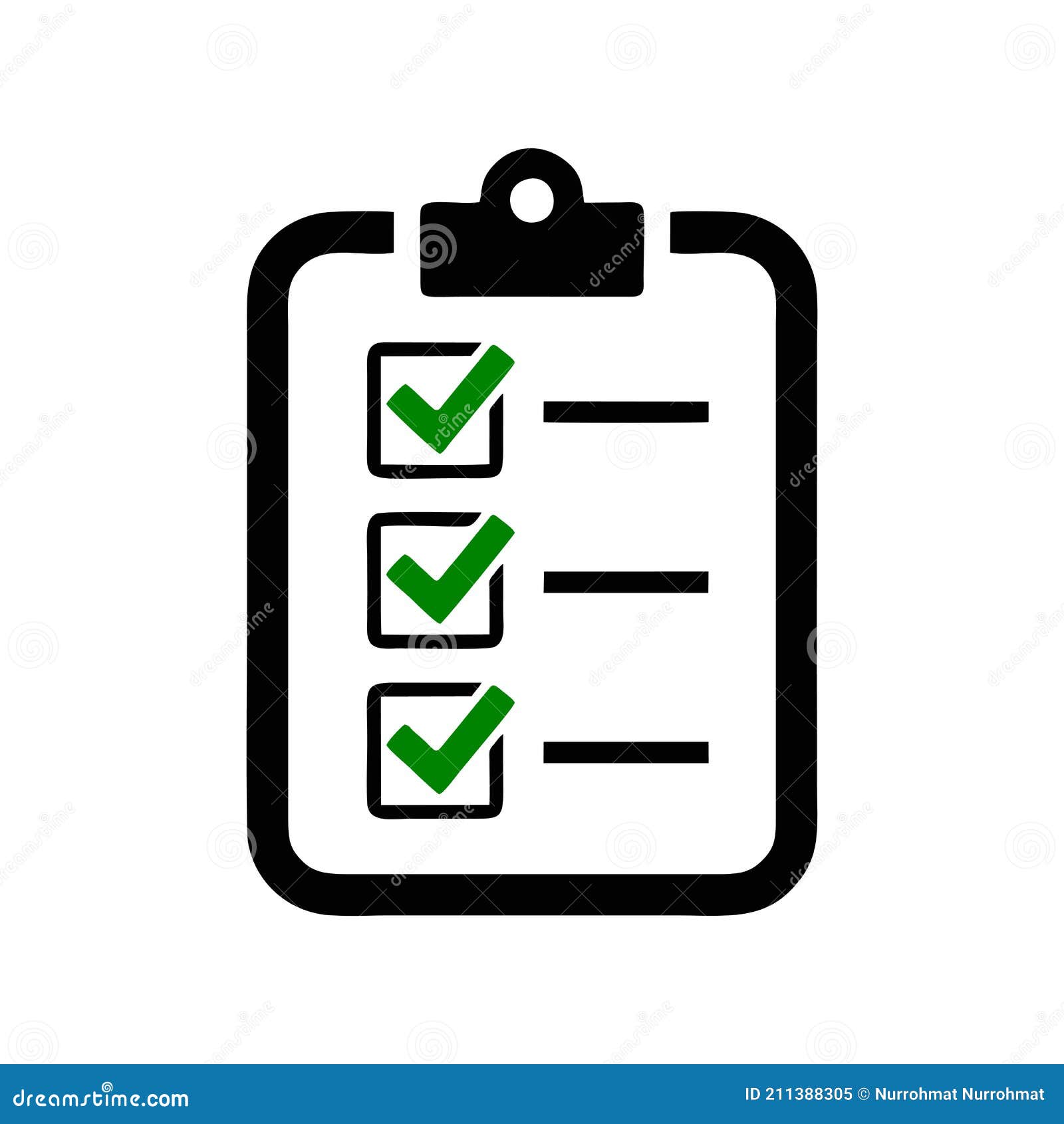 Green checklist icon. stock vector. Illustration of isolated - 211388305