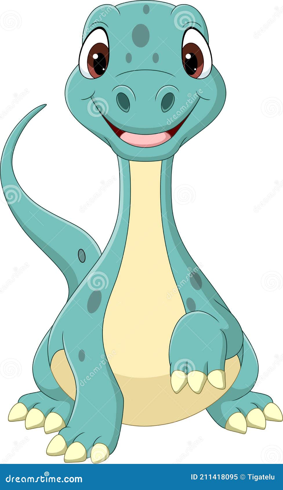 Cartoon Funny Baby Brontosaurus Dinosaur Stock Vector - Illustration of ...