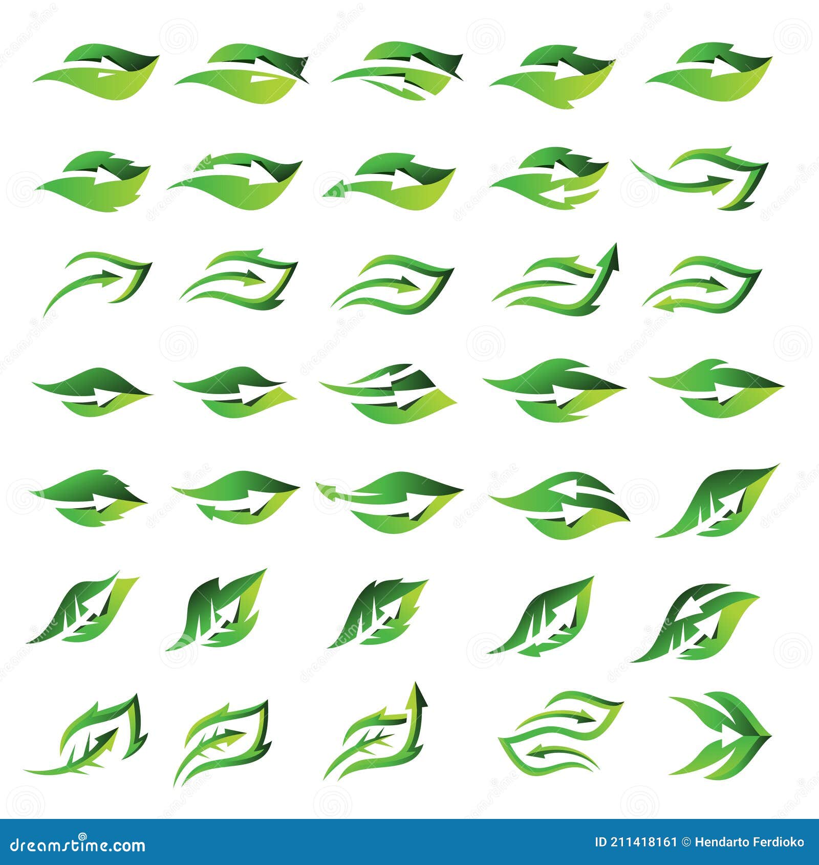 Set Leaf Arrow Nature Logo Design Graphic Vector. Stock Vector ...