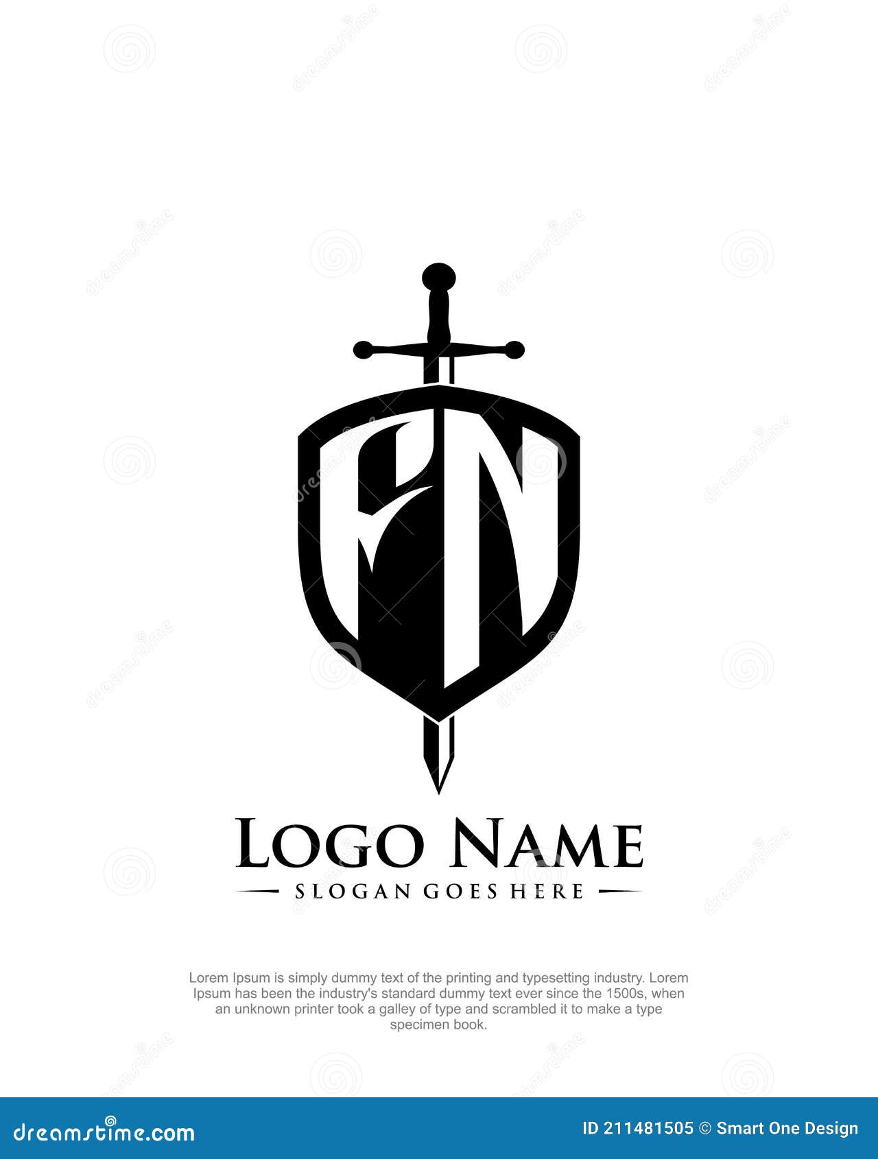 Initial FN Letter with Shield Style Logo Template Vector Stock Vector ...