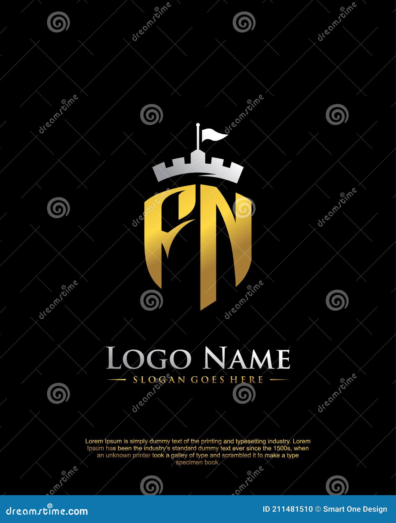 Initial FN Letter with Shield Style Logo Template Vector Stock Vector ...