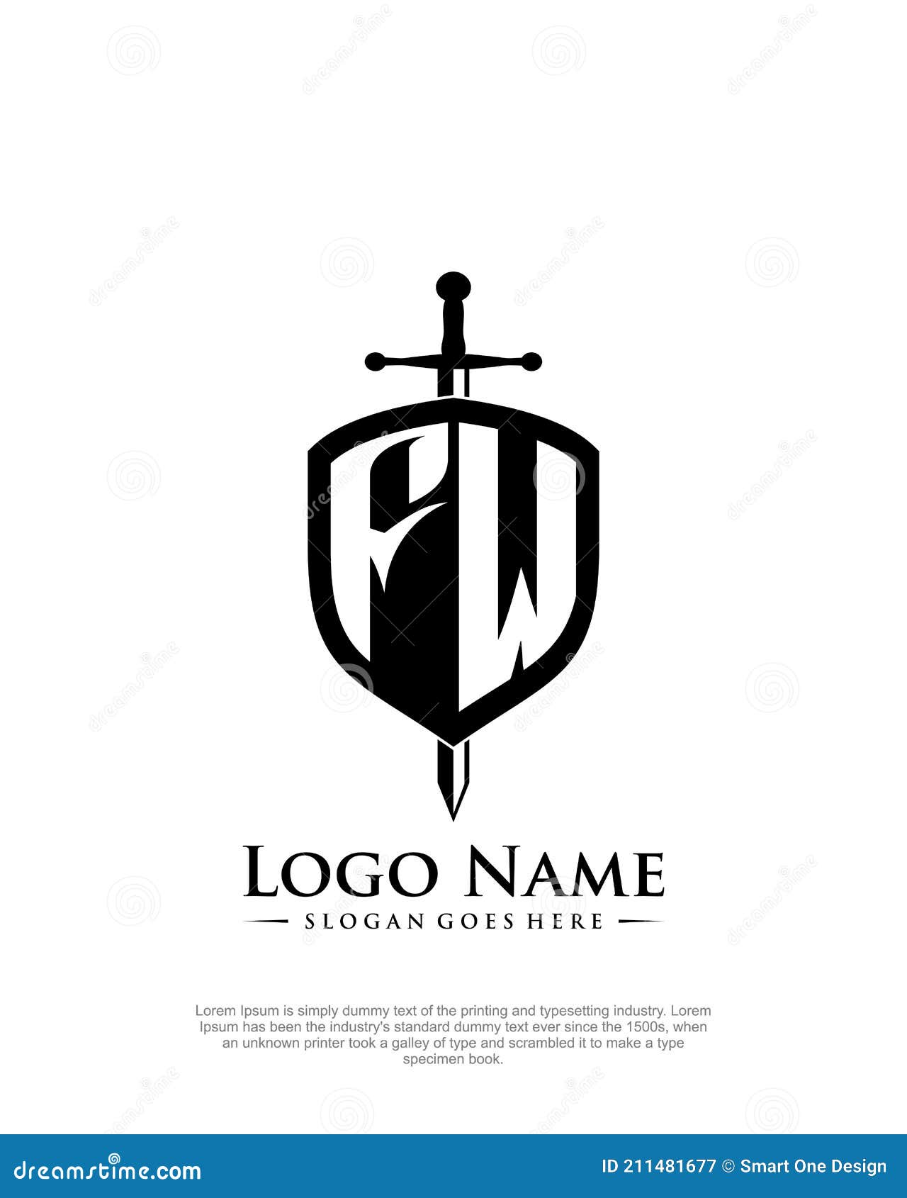 Initial FW Letter with Shield Style Logo Template Vector Stock Vector ...