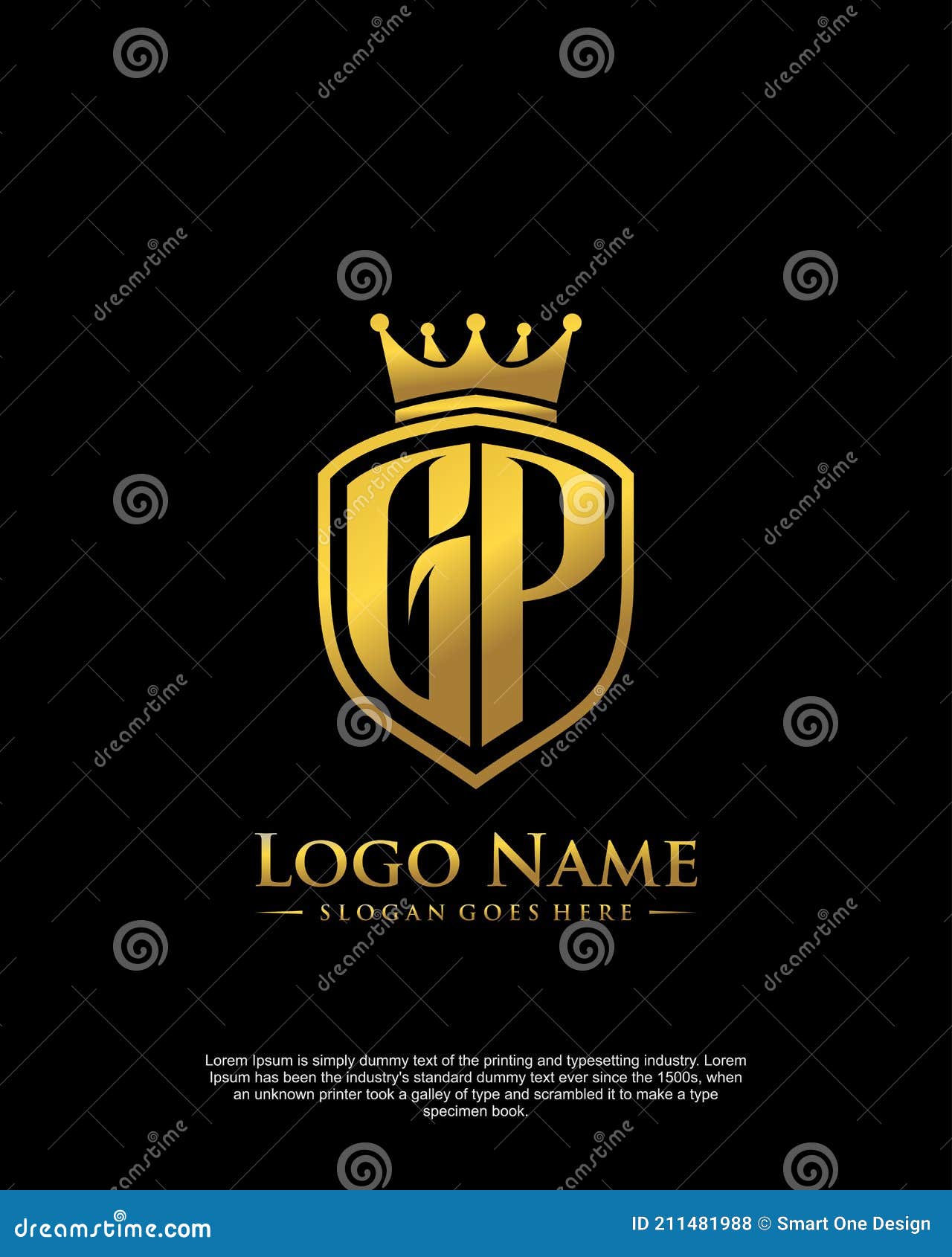 Initial GP Letter with Shield Style Logo Template Vector Stock Vector ...