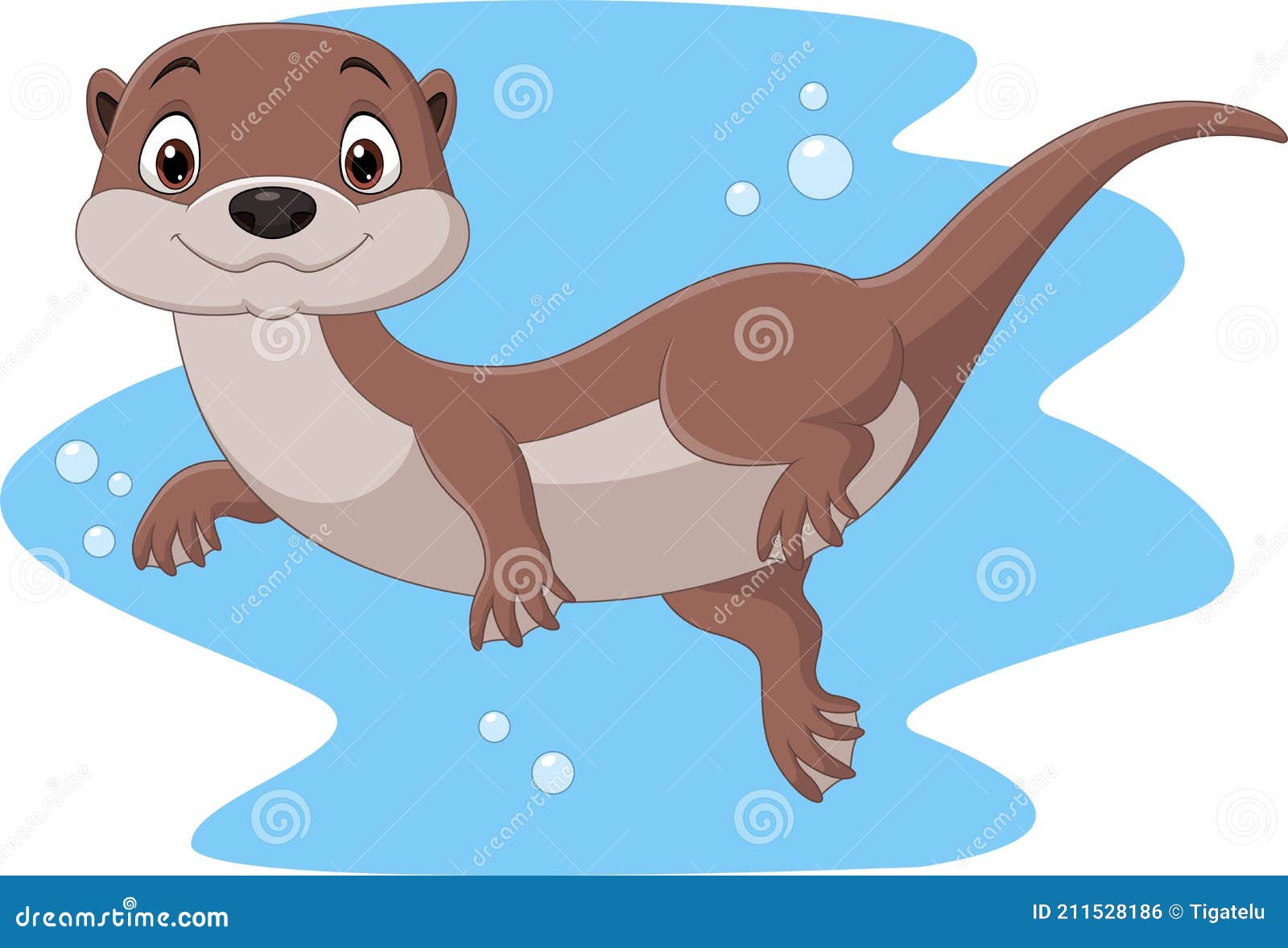 Floating Otter Animal Cartoon Character Vector Illustration ...