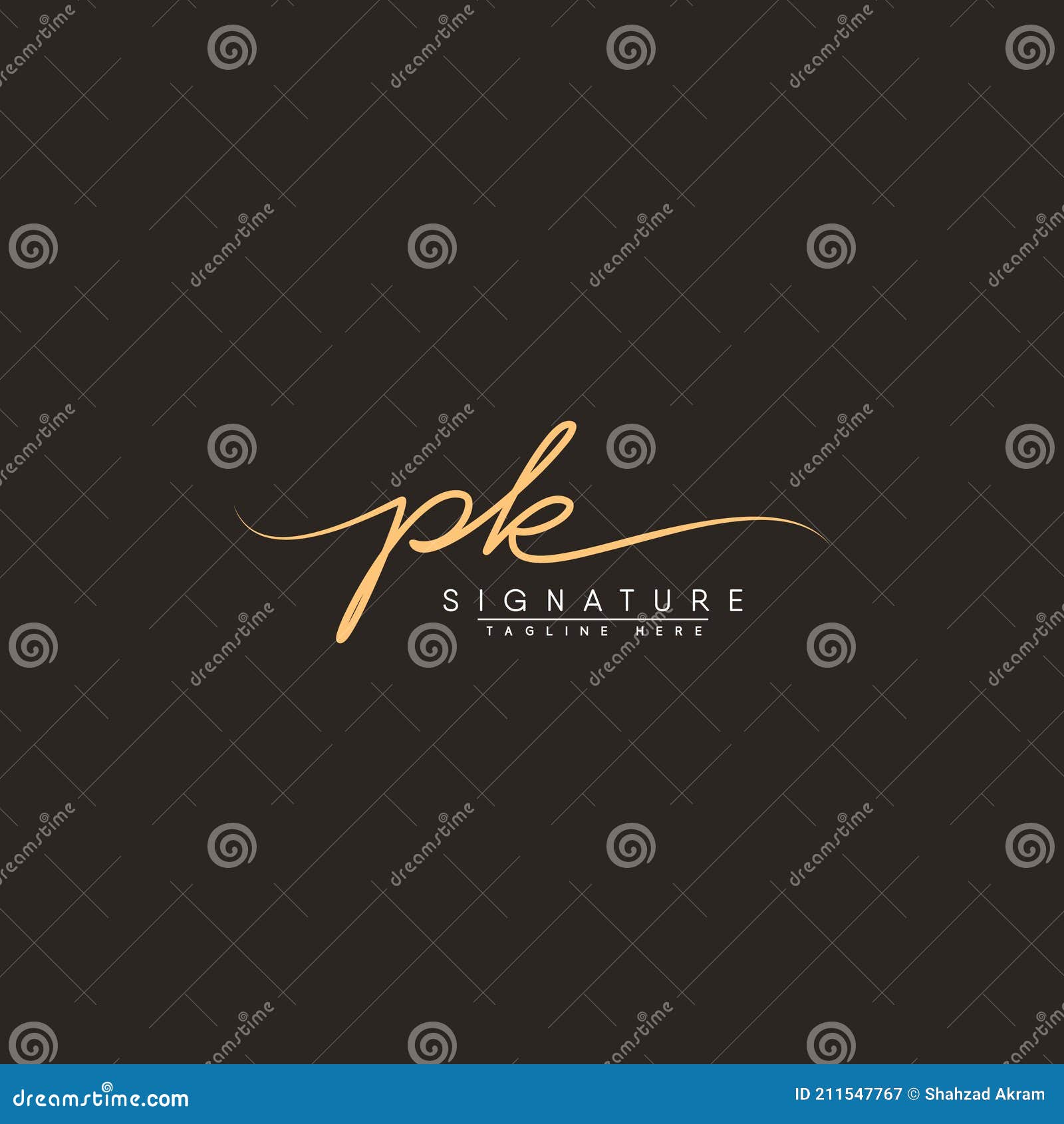 PK Initial Letter Logo - Hand Drawn Signature Stock Vector ...