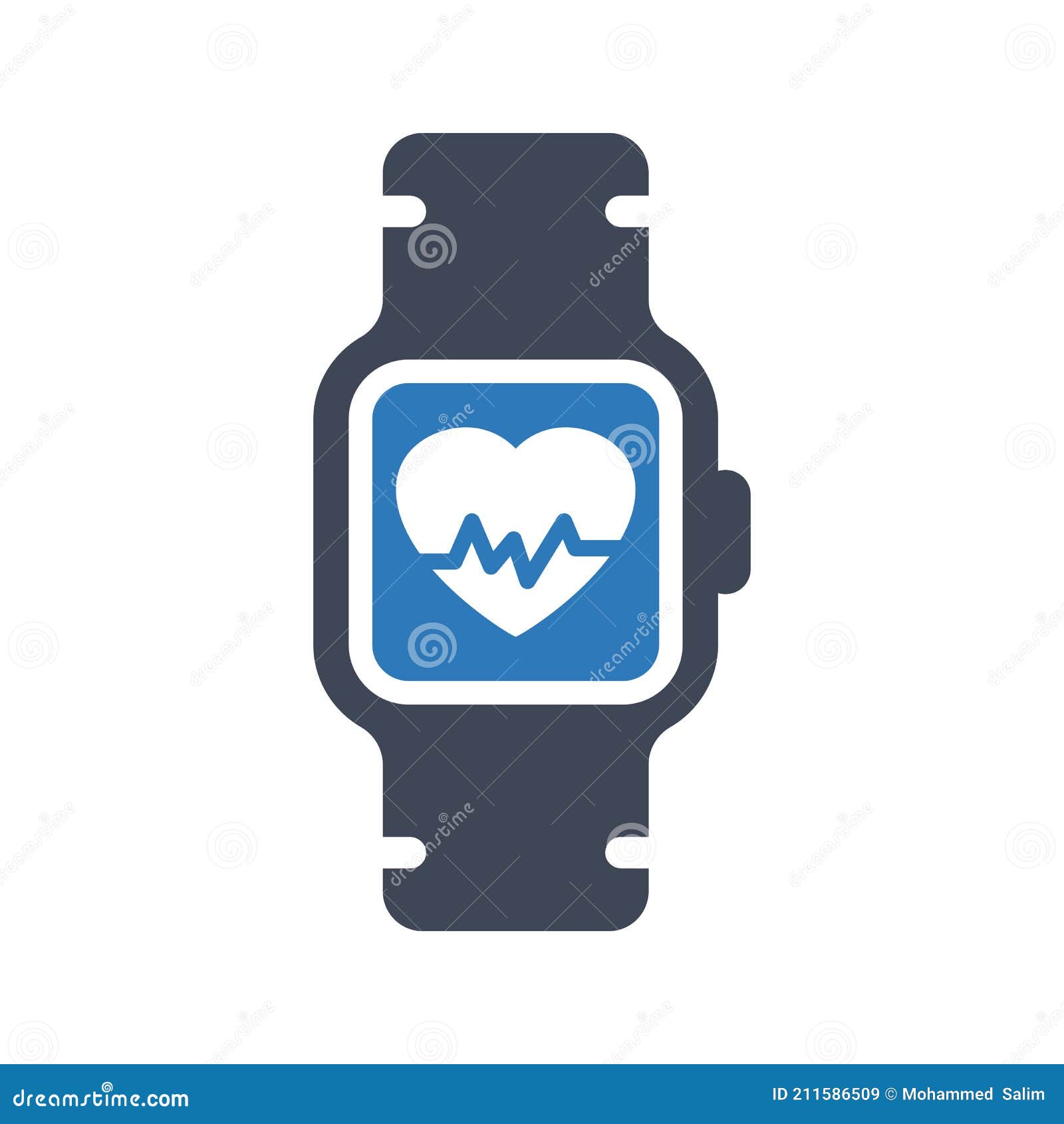 Smartwatch Heartbeat Icon. Vector Graphics Stock Vector - Illustration ...