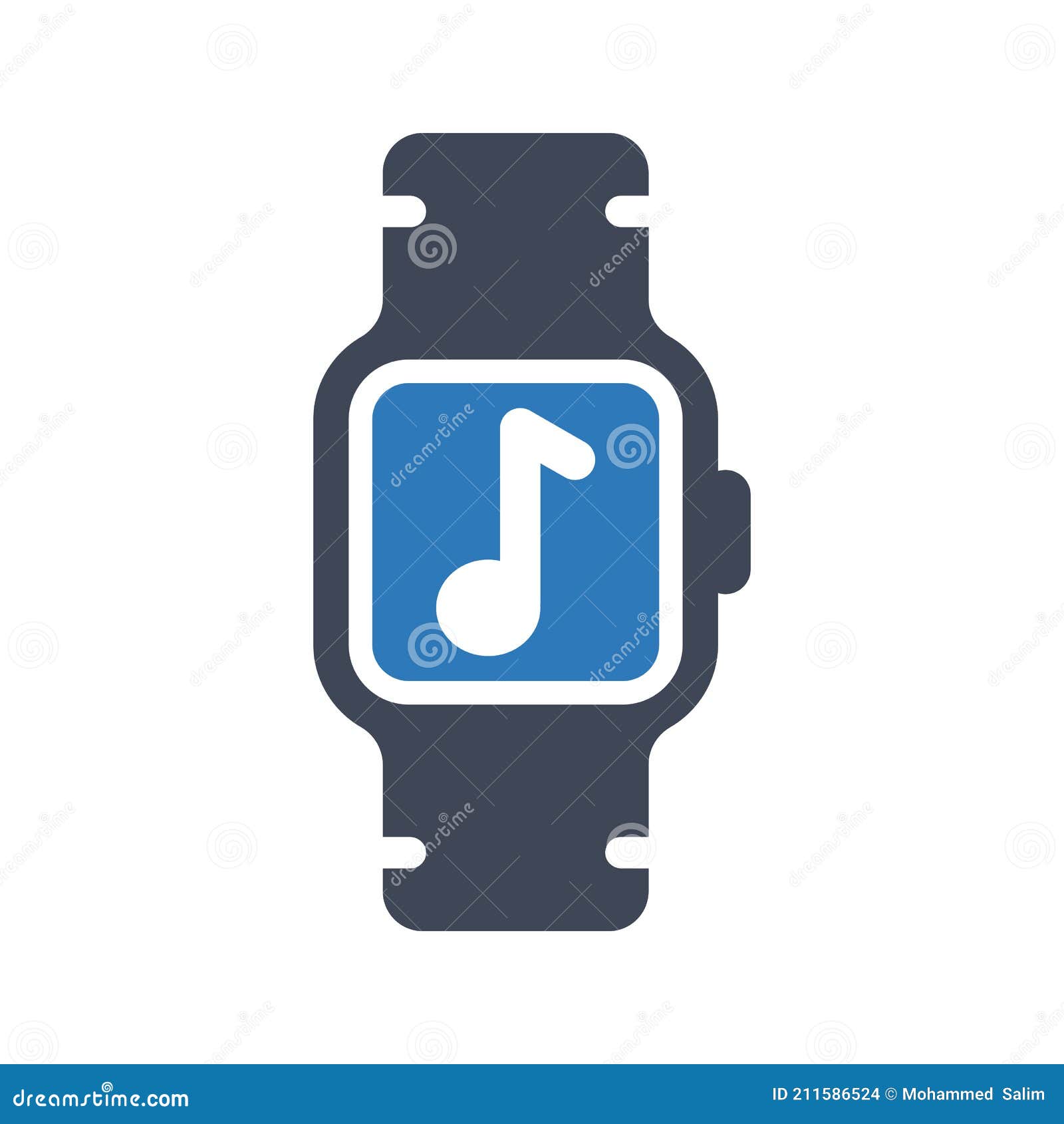 Smartwatch Music Icon. Vector Graphics Stock Vector - Illustration of ...