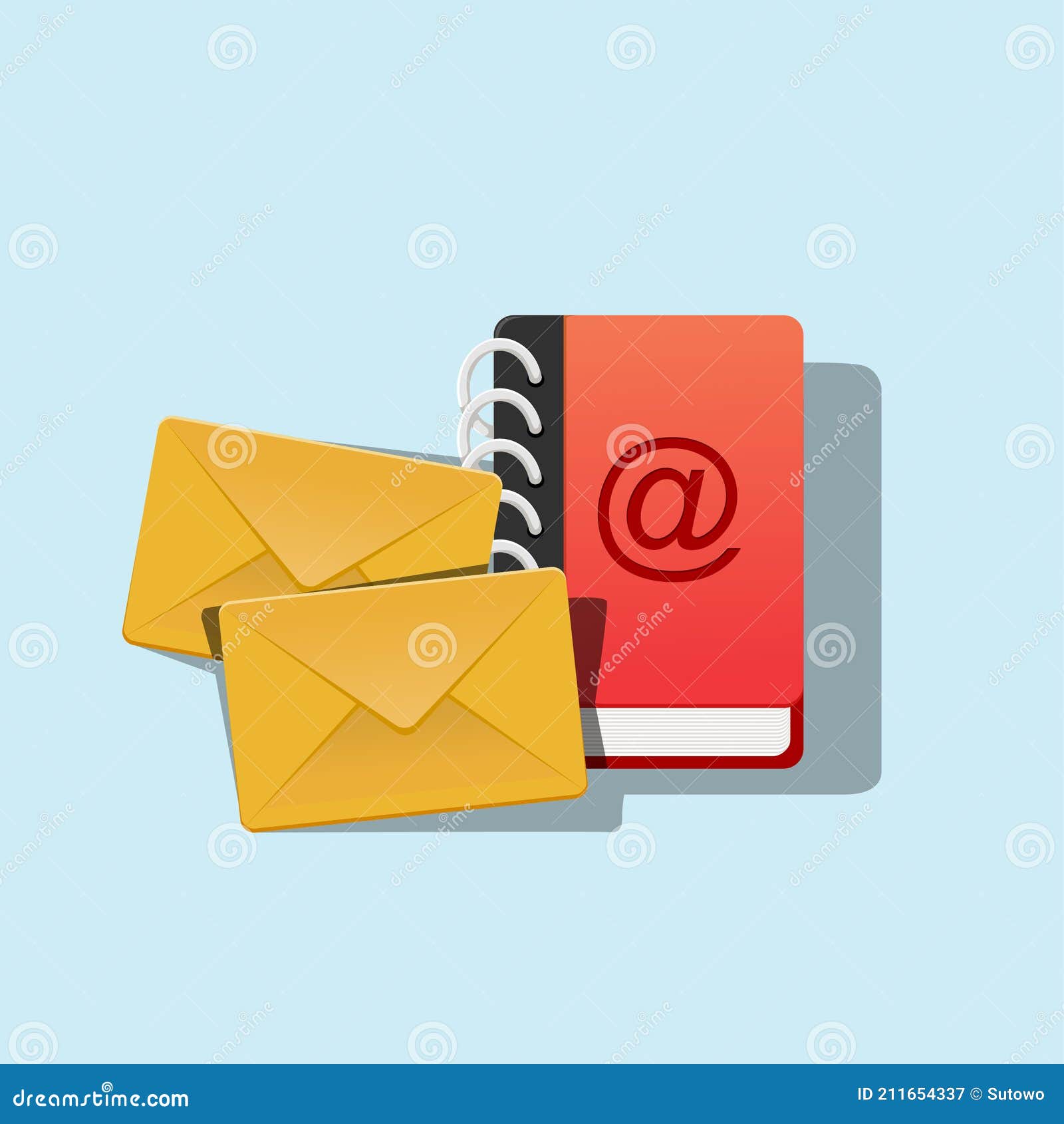 Mailing List, Address Book and Mails Concept for Email Marketing Vector ...