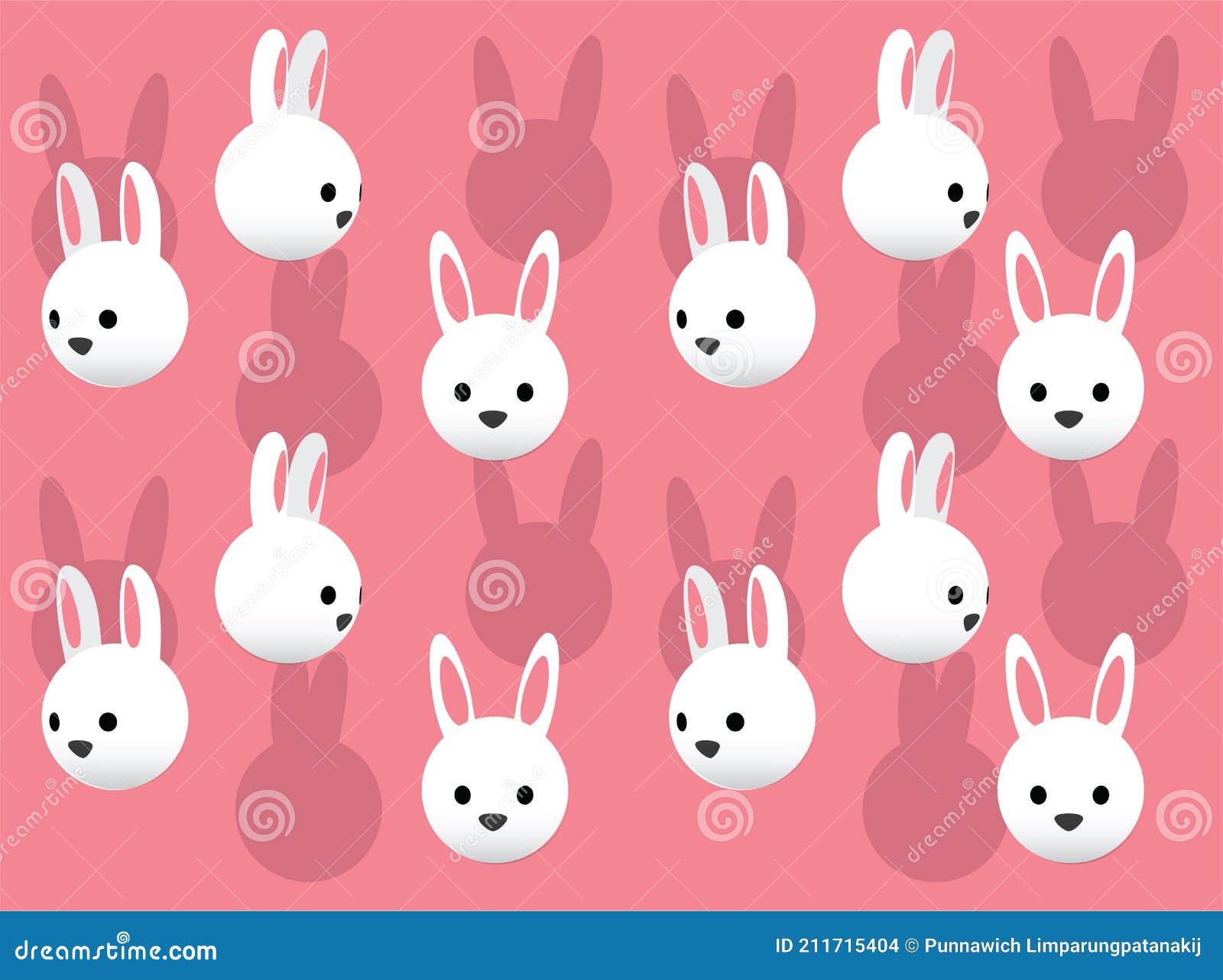 3D Rabbit Head Animation Cartoon Vector Illustration Seamless ...