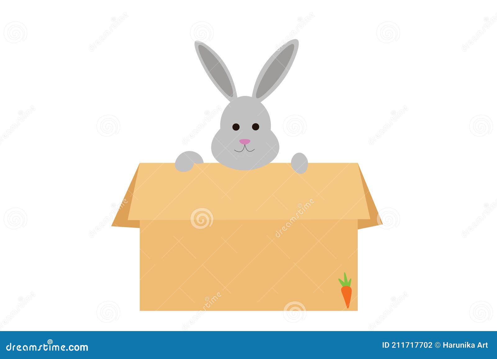 Cute Rabbit in a Box stock vector. Illustration of animals - 211717702