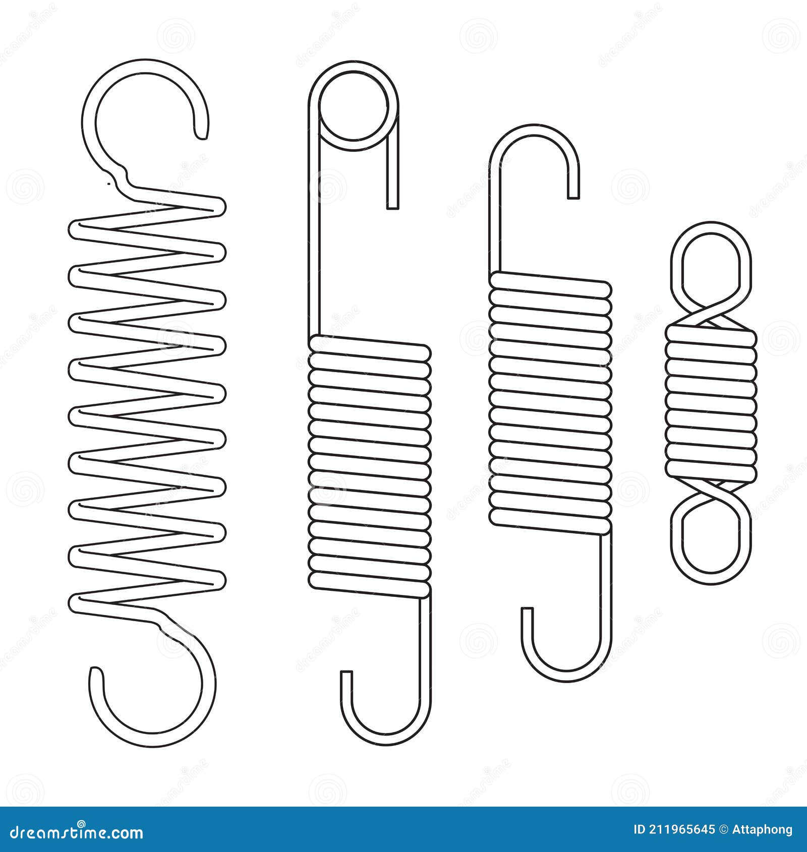 Spiral Flexible Wire. Metal Spiral Spring. Vector Isolated Illustration ...
