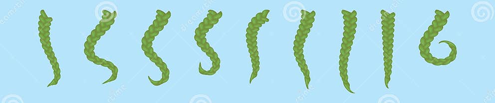 Set of Plait Cartoon Icon Design Template with Various Models. Vector ...