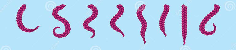 Set of Plait Cartoon Icon Design Template with Various Models. Vector ...
