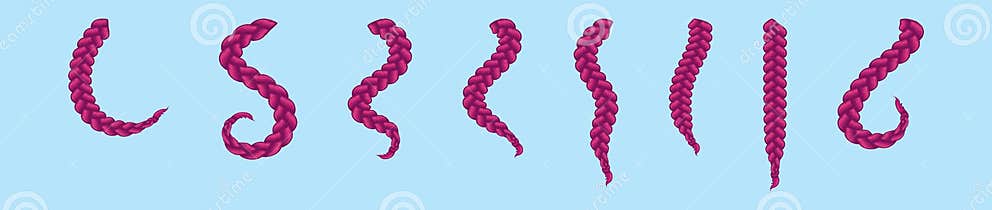Set of Plait Cartoon Icon Design Template with Various Models. Vector ...