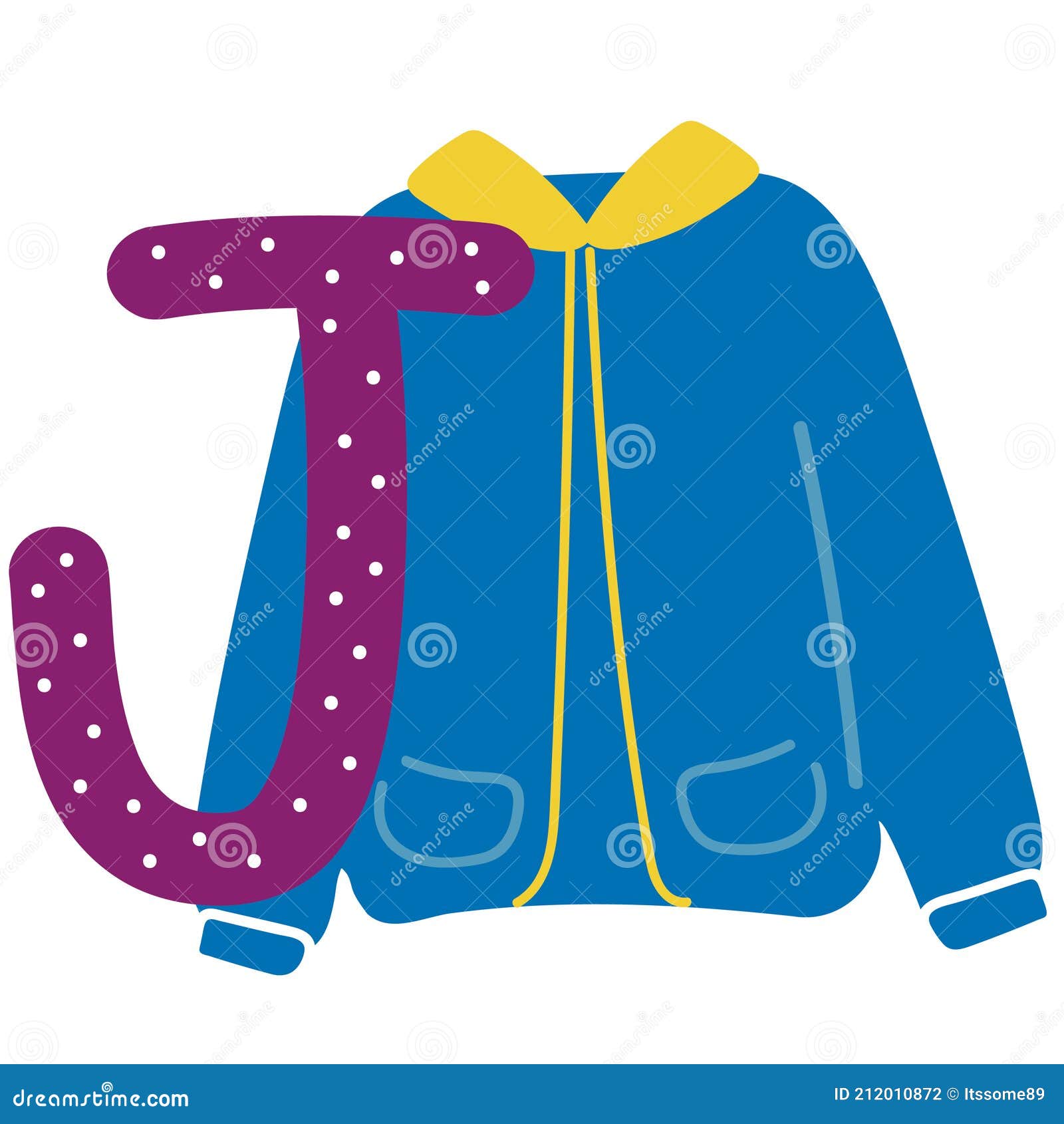 Capital Letter J of English Alphabet with Cute Cartoon Jacket. Funny ...