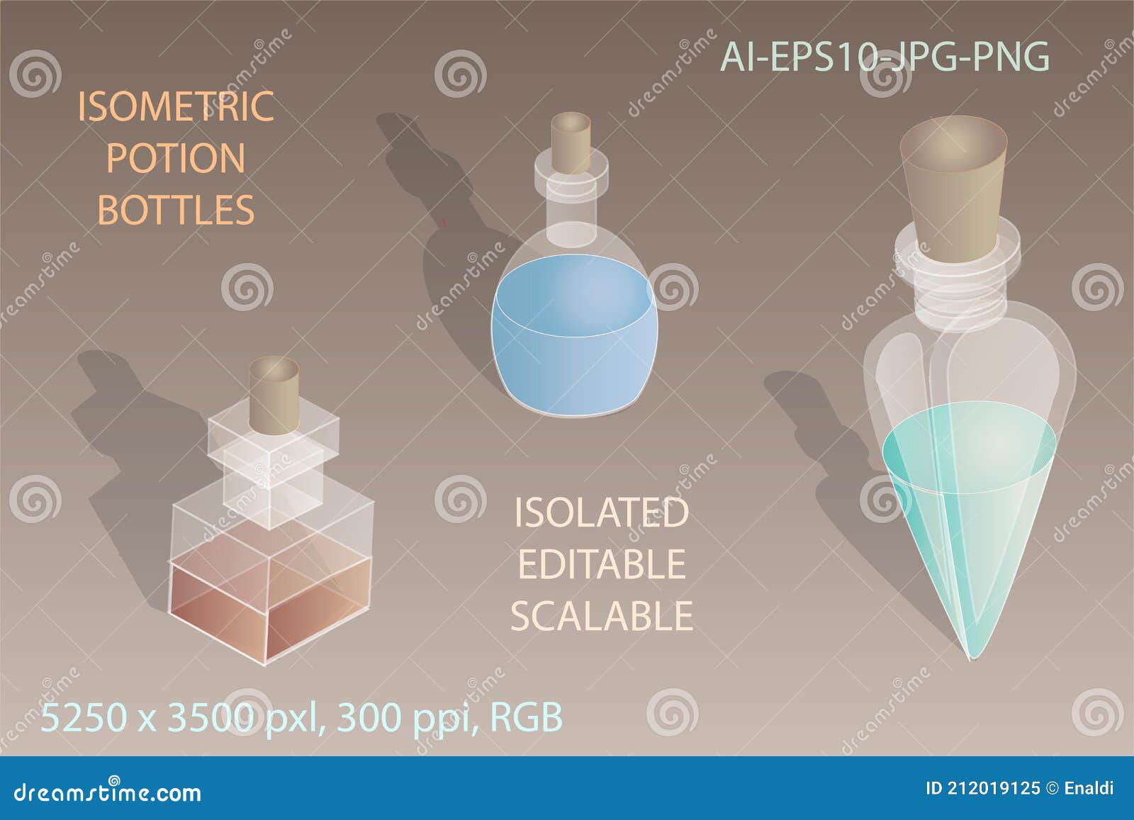 3 Shapes of Isometric Potion Bottles Stock Vector - Illustration of ...