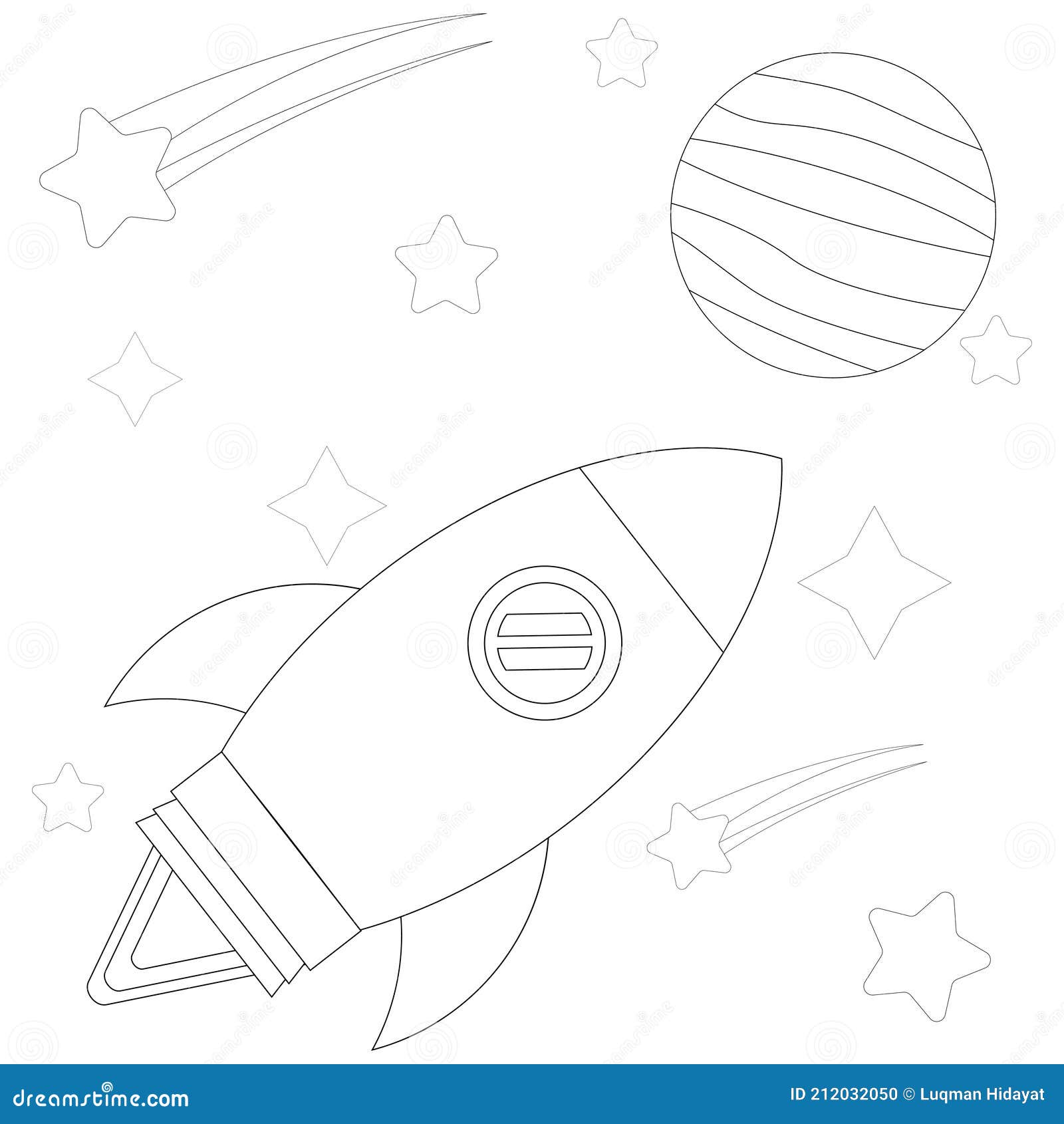 Illustration Vector Graphic Coloring Book of Rocket Launches Onto a ...