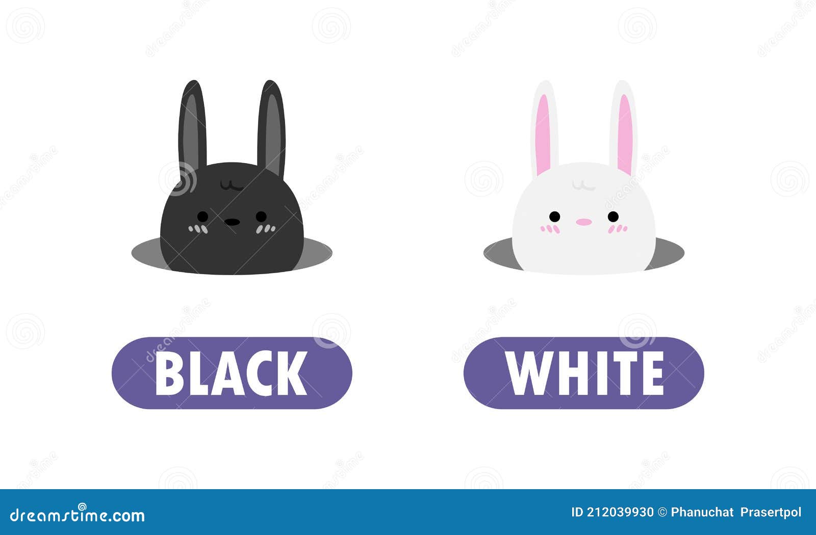 Opposite Black And White, Words Antonym For Children With Cartoon ...