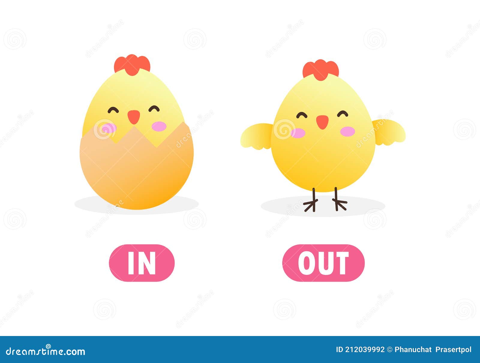 Opposite In And Out Words Antonym For Children With Cartoon Characters ...