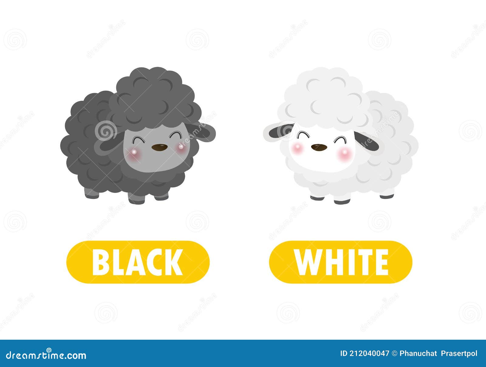 Opposite Black And White, Words Antonym For Children With Cartoon ...