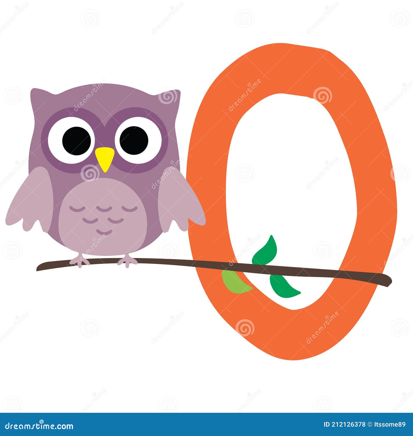 Capital Letter O of English Alphabet with Cute Cartoon Owl. Funny Font ...