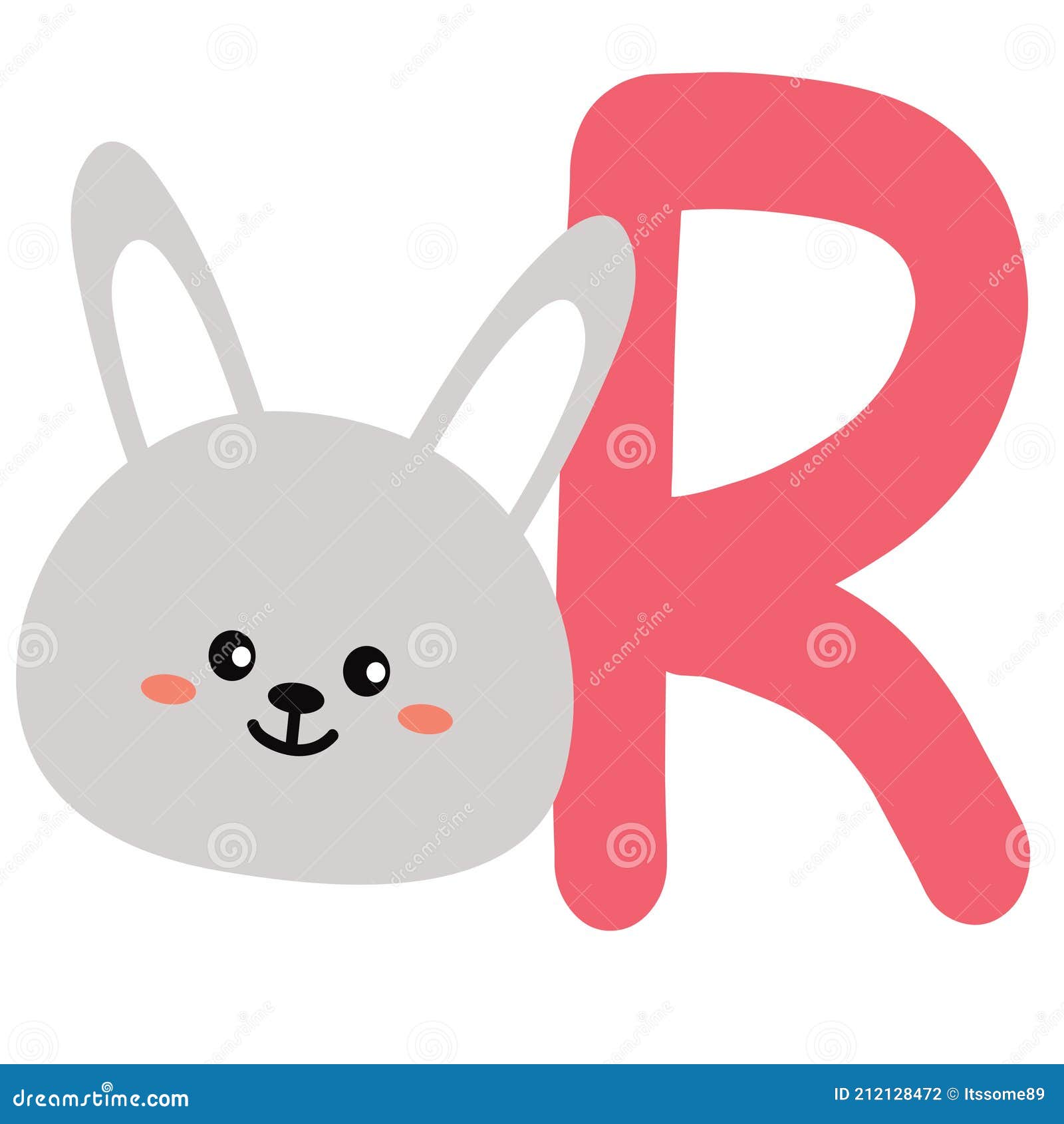 Capital Letter R of English Alphabet with Cute Cartoon Rabbit. Funny ...
