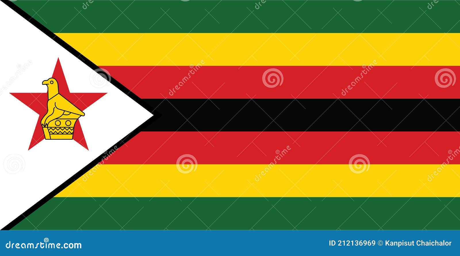 National Zimbabwe Flag, Official Colors and Proportion Correctly ...