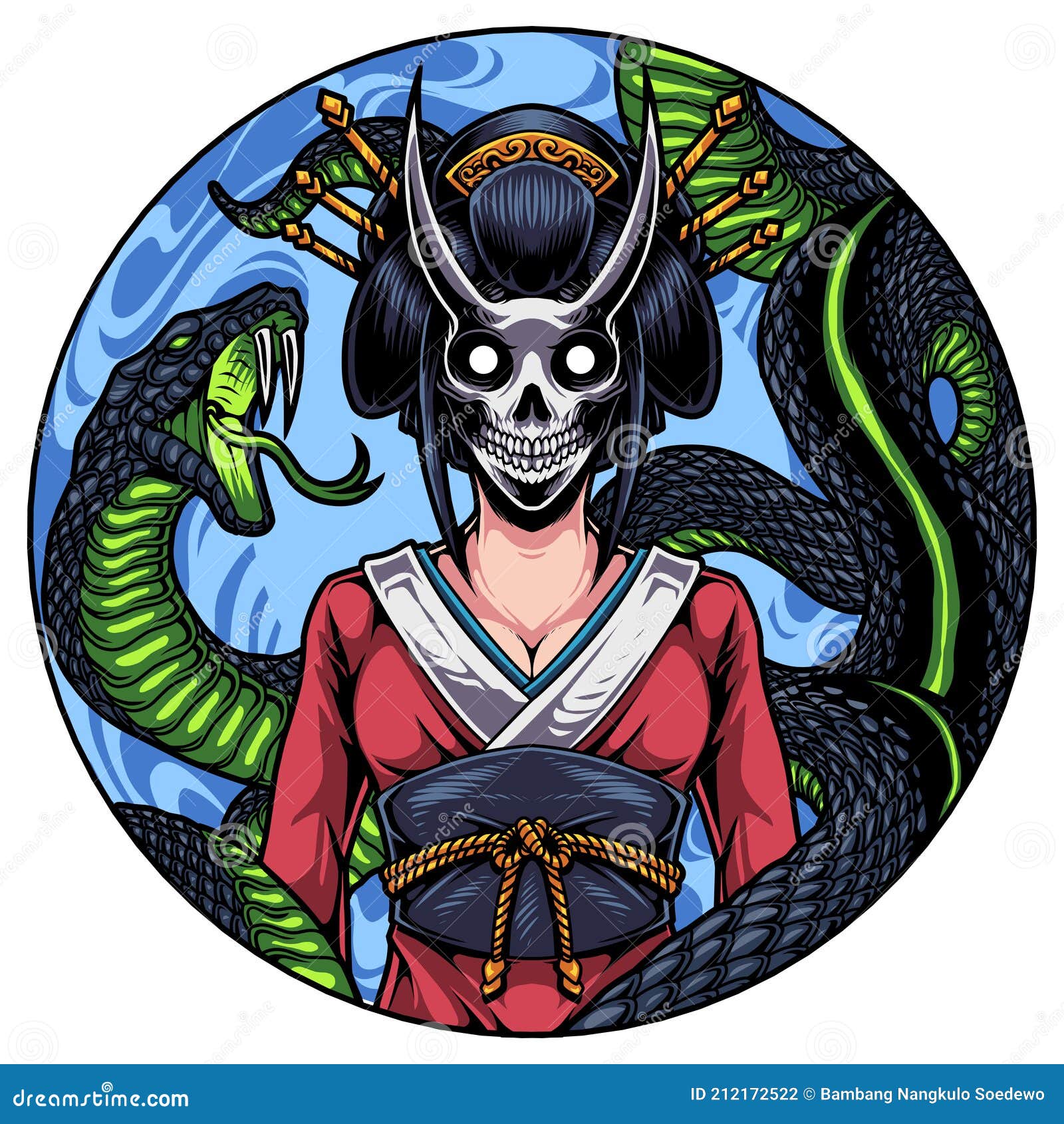 Geisha Evil Head Mascot Esport Vector Illustration | CartoonDealer.com ...