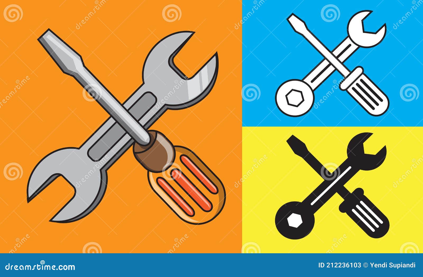Simple Stylish Screwdriver and Wrench Design Stock Vector ...