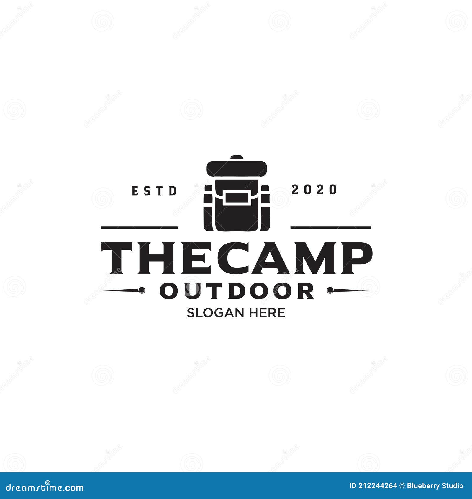Camping Logo Emblem with Backpack Hipster Illustration. Outdoor ...