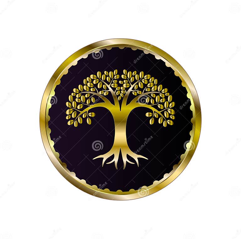 Printable Golden Tree Logo Designs Stock Vector - Illustration of ...