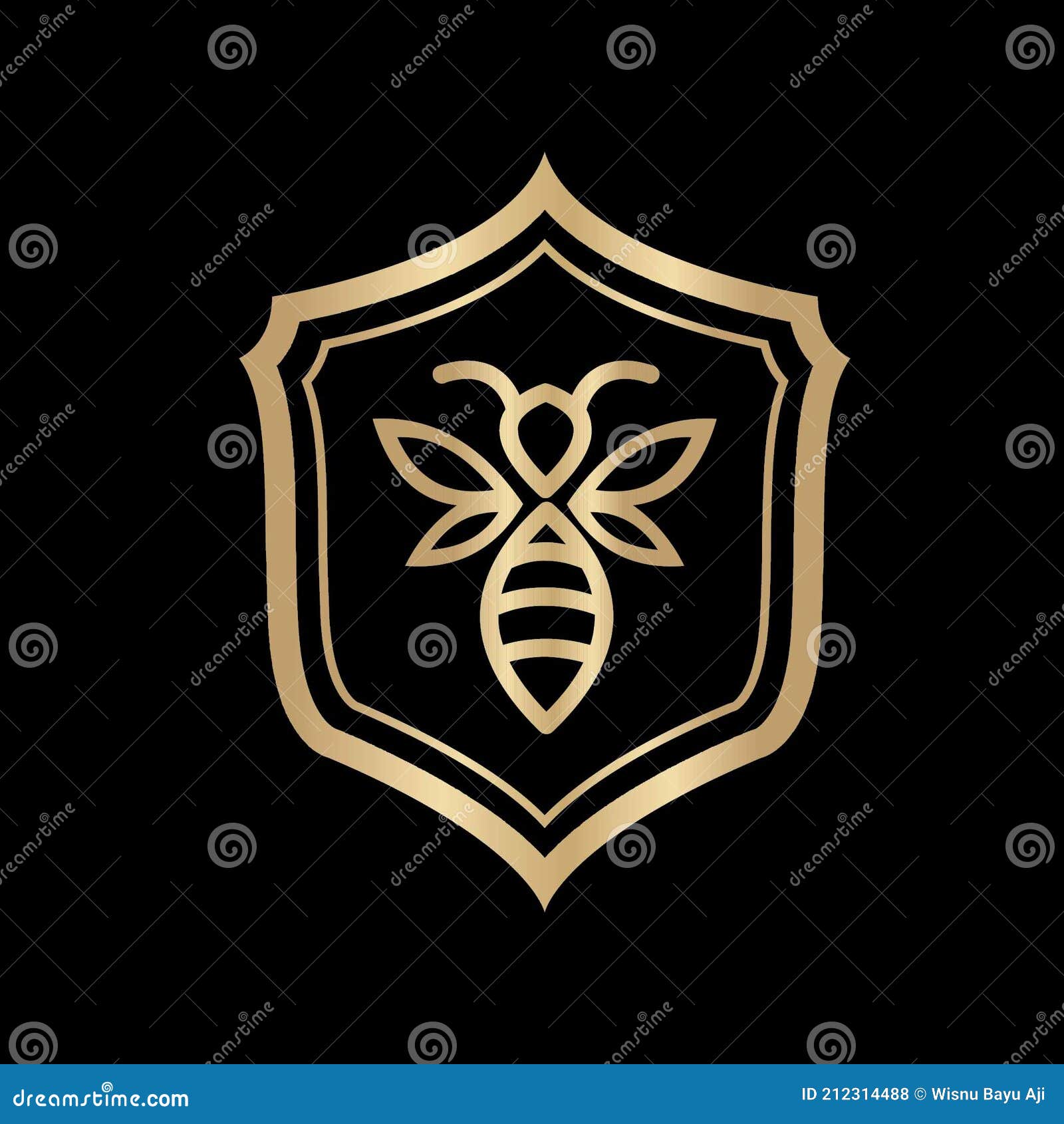 Golden Bee Shield Logo Template Stock Vector - Illustration of shield ...