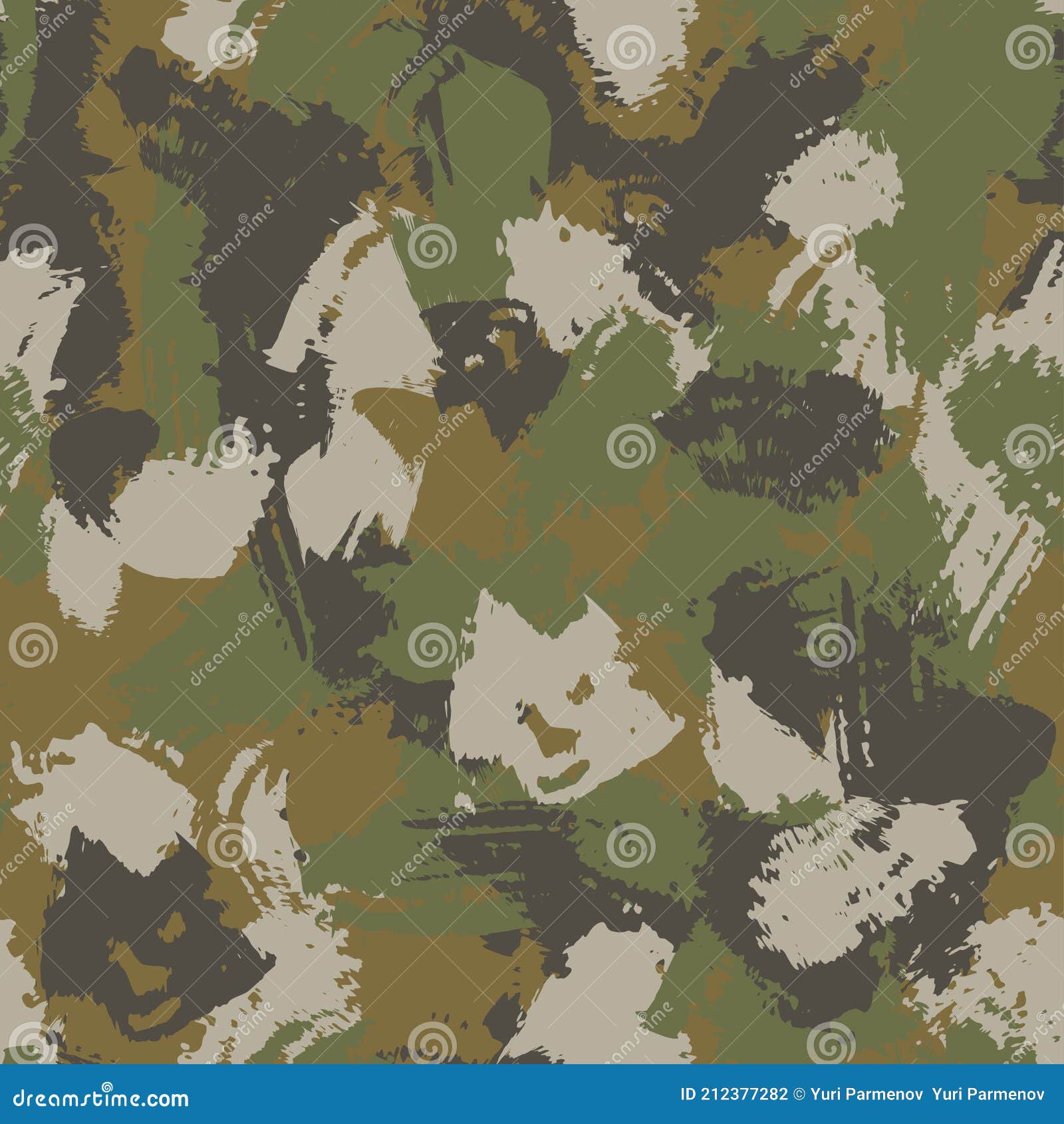 Blots Khaki Camo Seamless Pattern of Paint Splashes Spots. Vector Hand ...