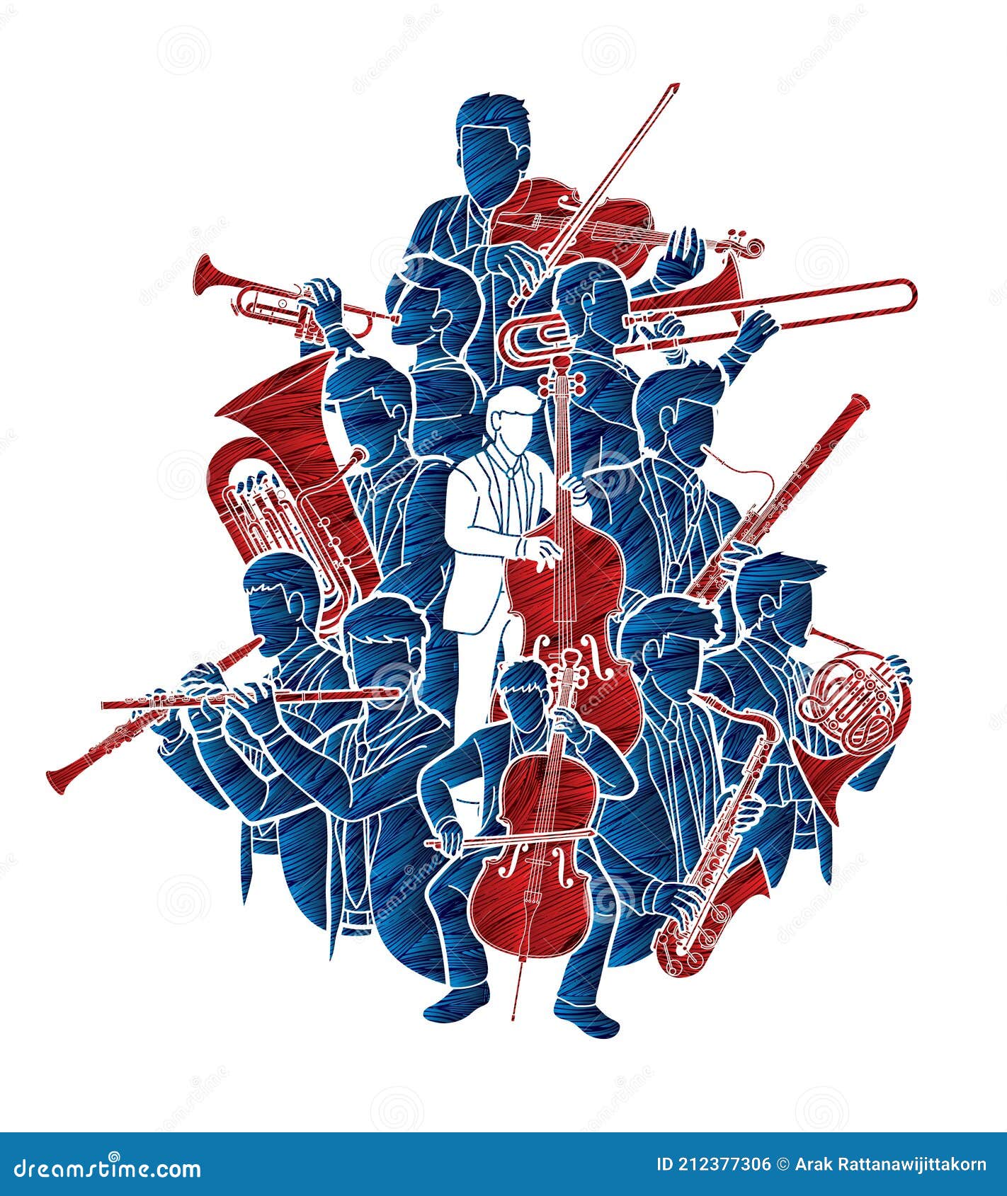 Group of Musician Orchestra Instrument Cartoon Graphic Vector Stock ...