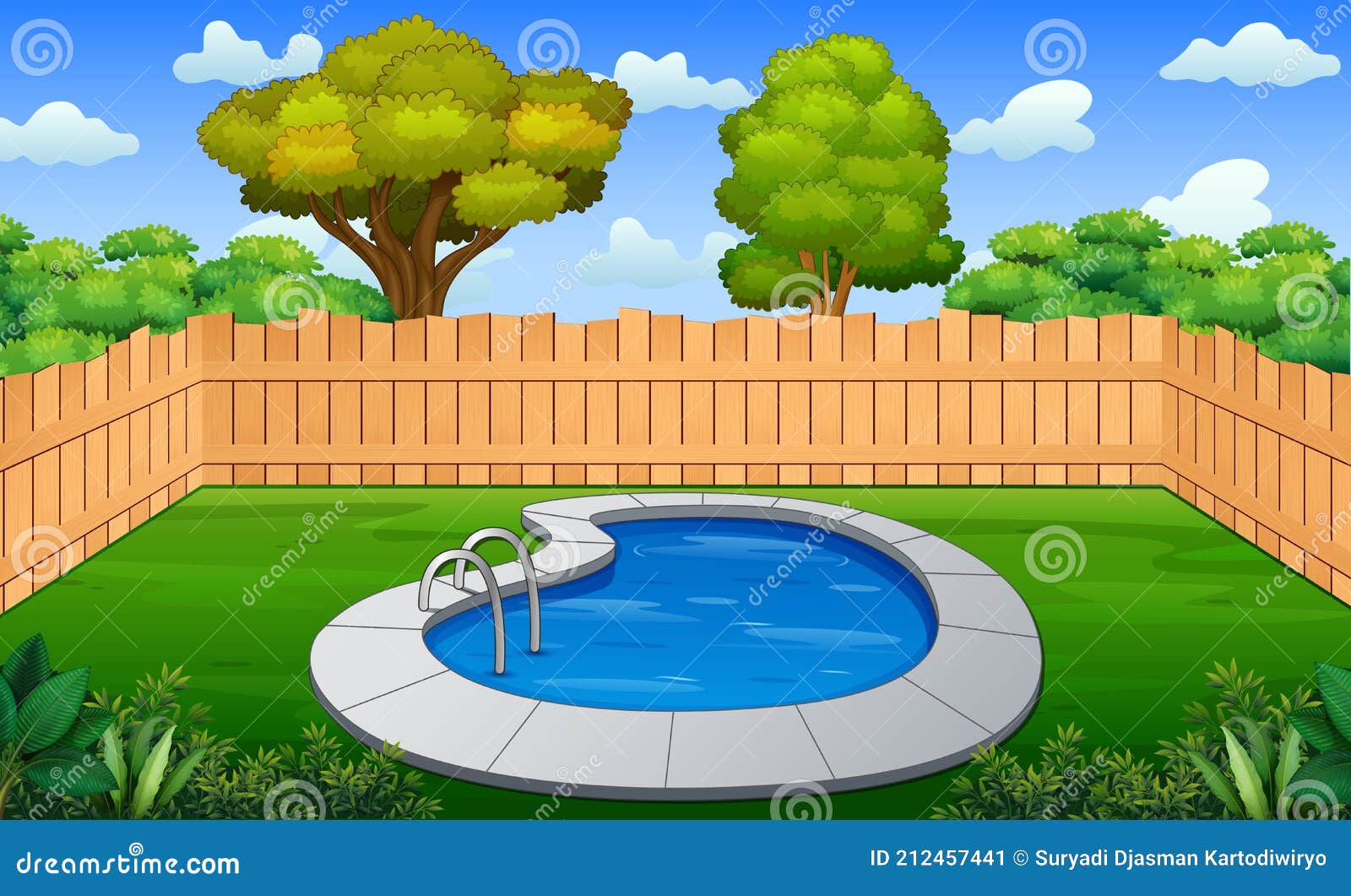 Illustration Of Backyard With A Small Swimming Pool Stock Vector ...